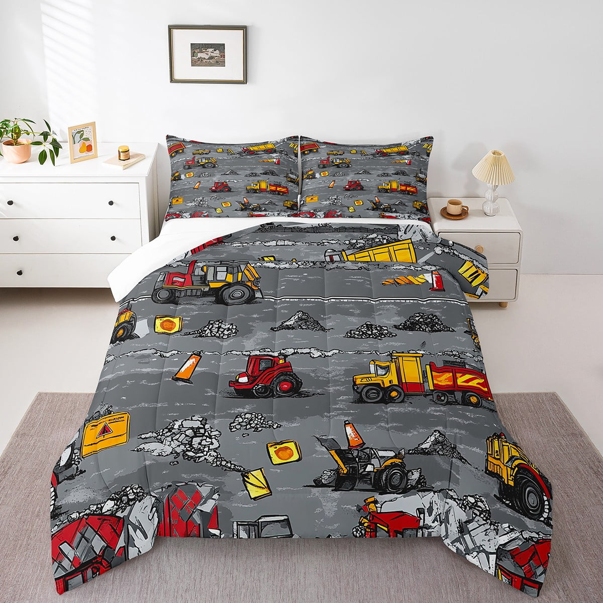 Equipment Excavator Bedding Set,Construction Trucks Comforter Sets Full ...