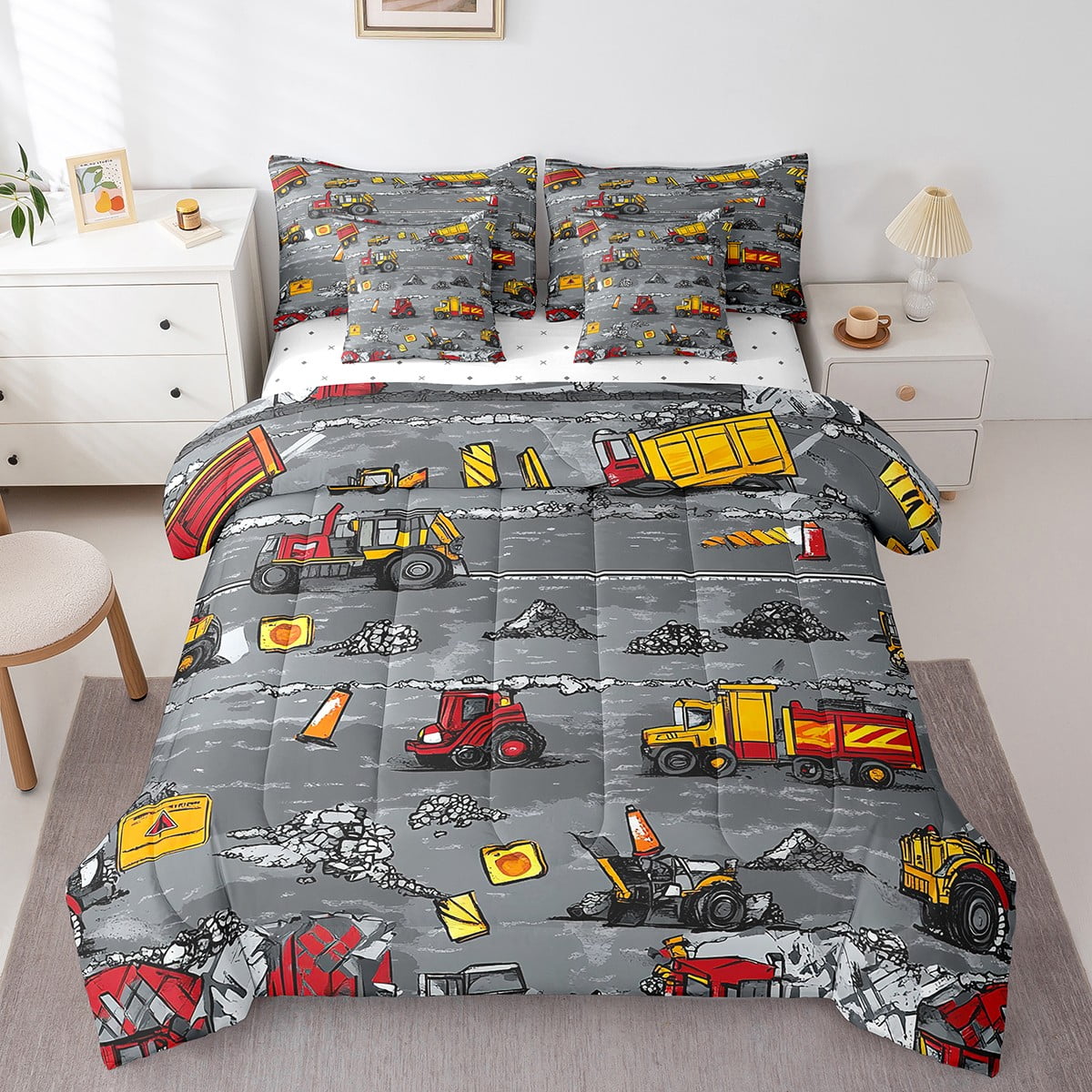 Equipment Excavator Comforter Set - 7 Pieces Bed in A Bag Construction ...