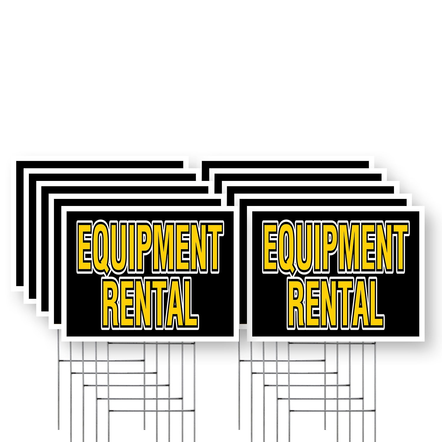 Equipment Rental Yard Sign 10 Pack of 18 Inch x 24 Inch Double Sided ...