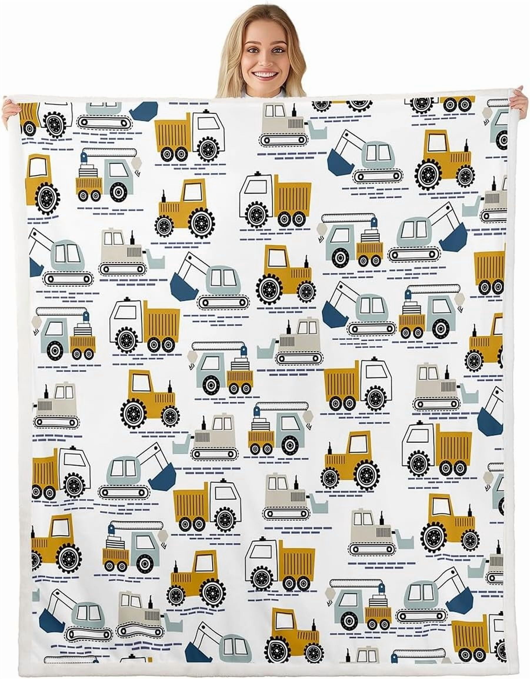 Equipment Trucks Fleece Blanket - Construction Plush Sherpa With ...