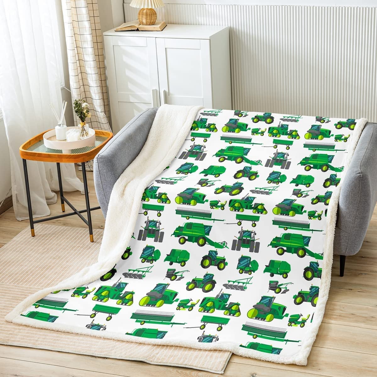 Equipment Trucks Sherpa Blanket Kids Boys Excavators Fleece Throw ...