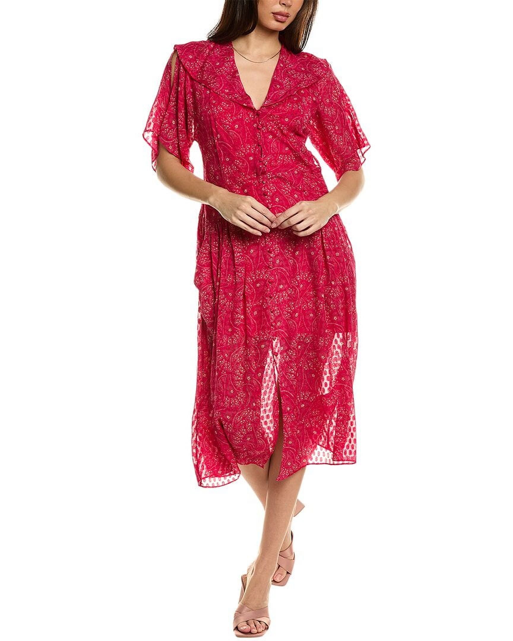 Equipment womens Samia Silk Midi Dress, 6, Red - Walmart.com