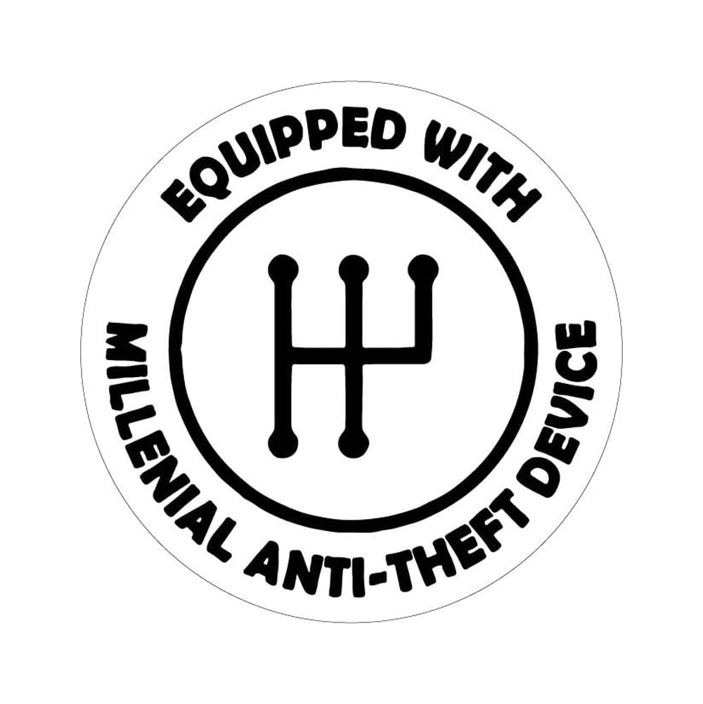 Equipped With Millenial Anti-Theft Device Vinyl Sticker Decal (4" x 4 ...