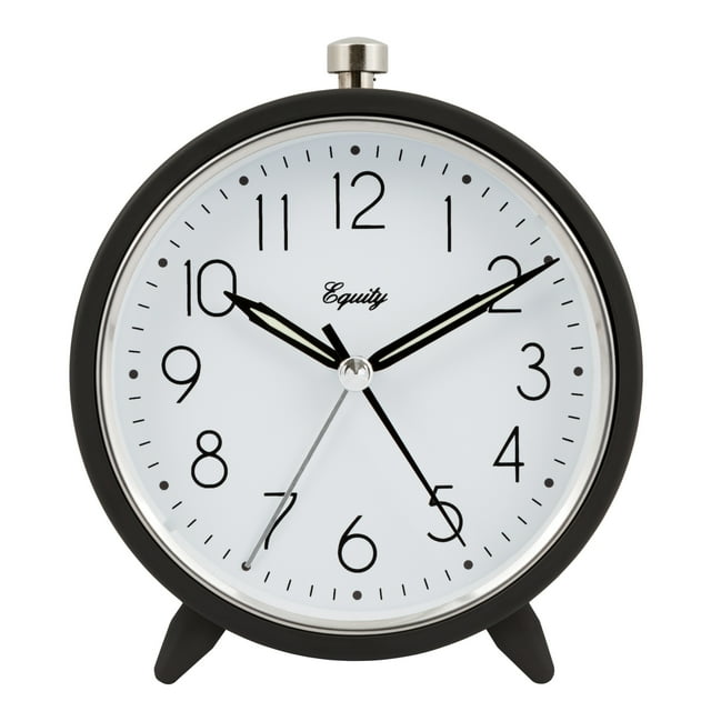Equity 20091 5-Inch Silent Sweeping Quartz Metal Alarm Clock, Dark Gray ...