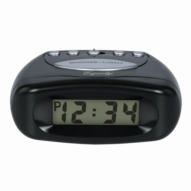 Equity 31003 Small Black Battery-Powered LCD Digital Alarm Clock ...