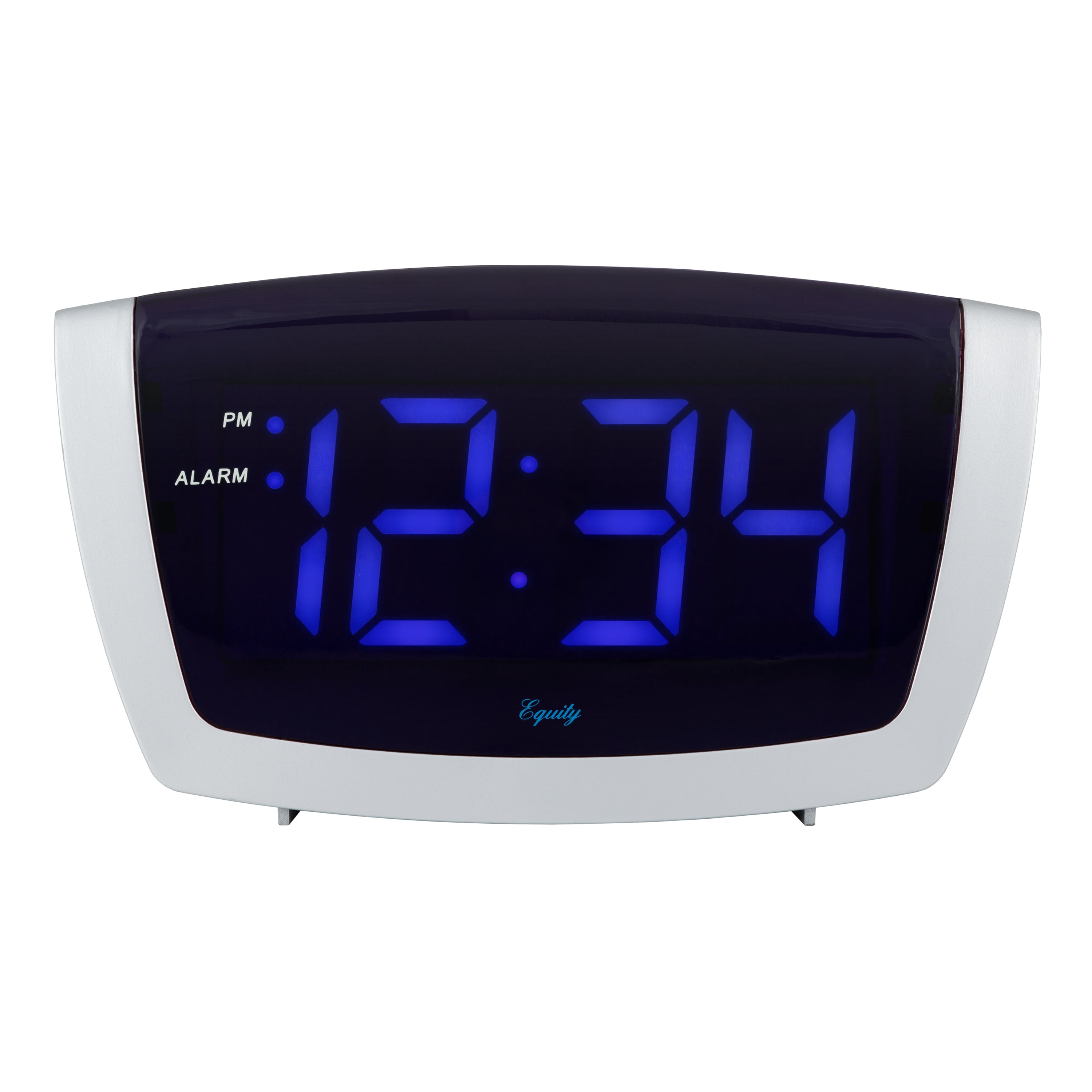 Equity 75904 Silver/Blue Large LED Alarm Clock with USB - Walmart.com