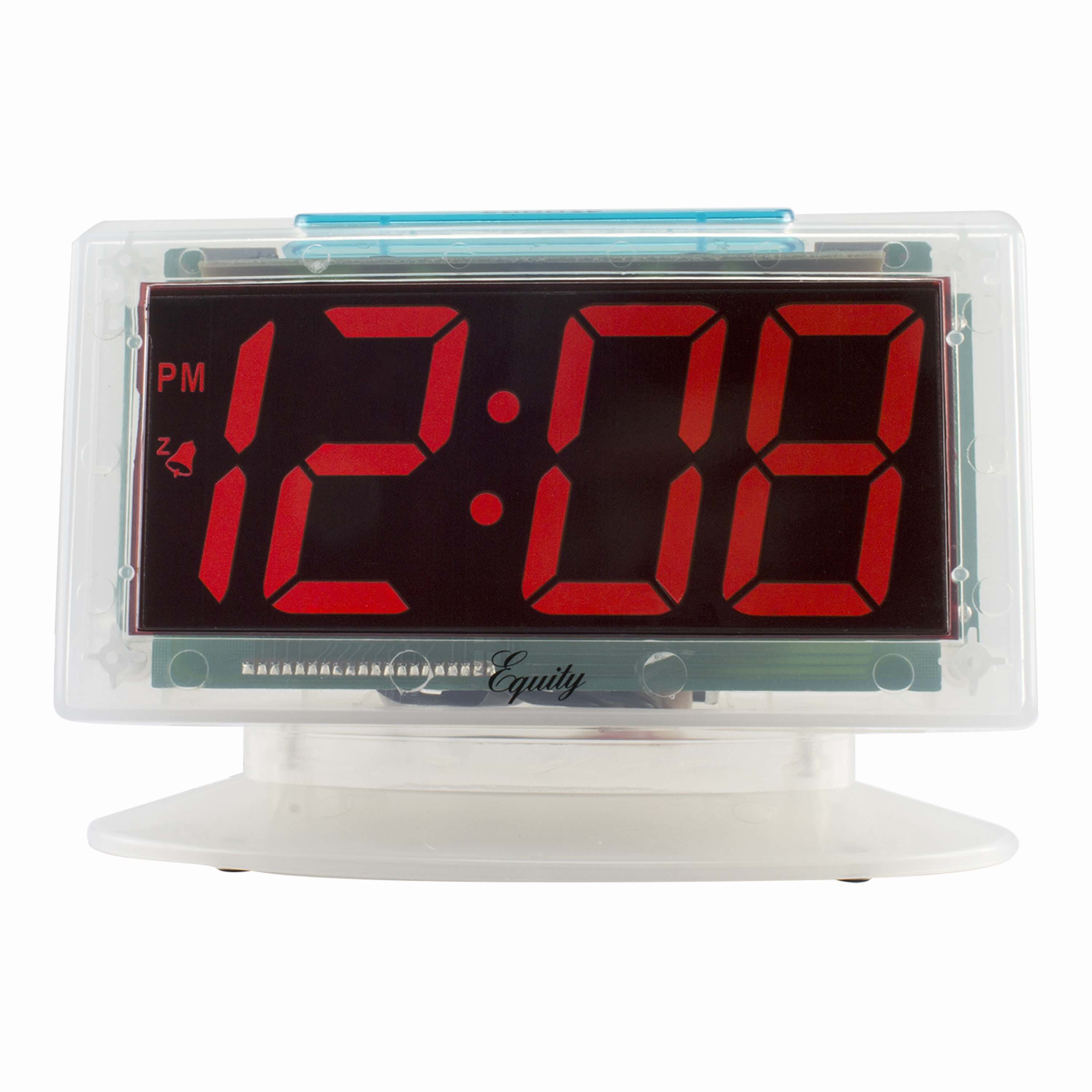 Equity Jumbo Clear 1.80-inch Red LED Electric Bedside Alarm Clock ...