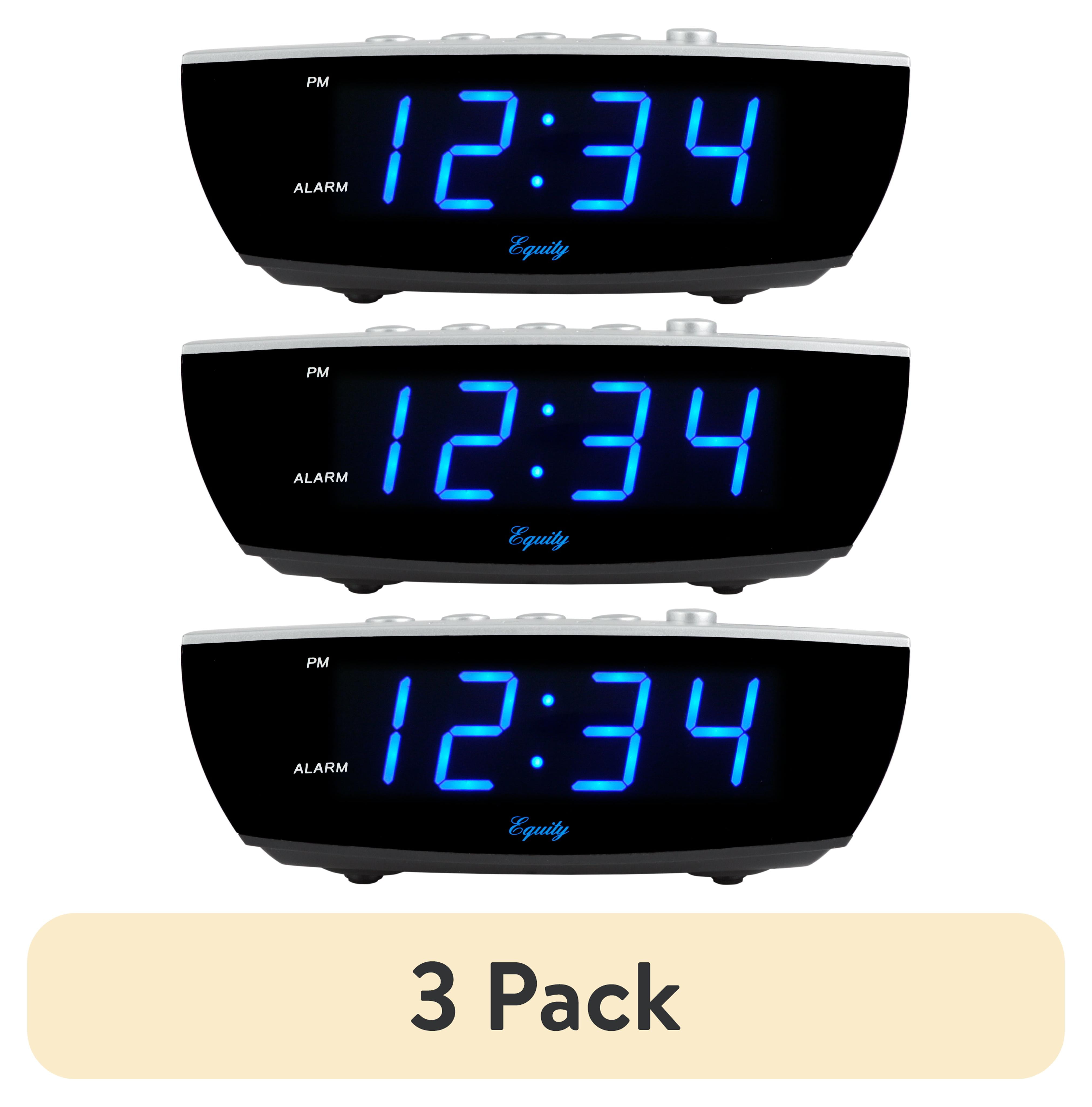 (3 pack) Equity 75903 0.9 in. Blue LED Digital Desktop Alarm Clock ...