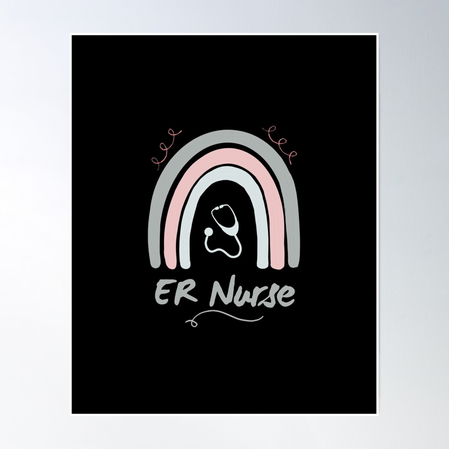 Er Nurse Rainbow Rn Bsn Lpn Cna Nicu Travel Er Nurse Poster Wall Art ...