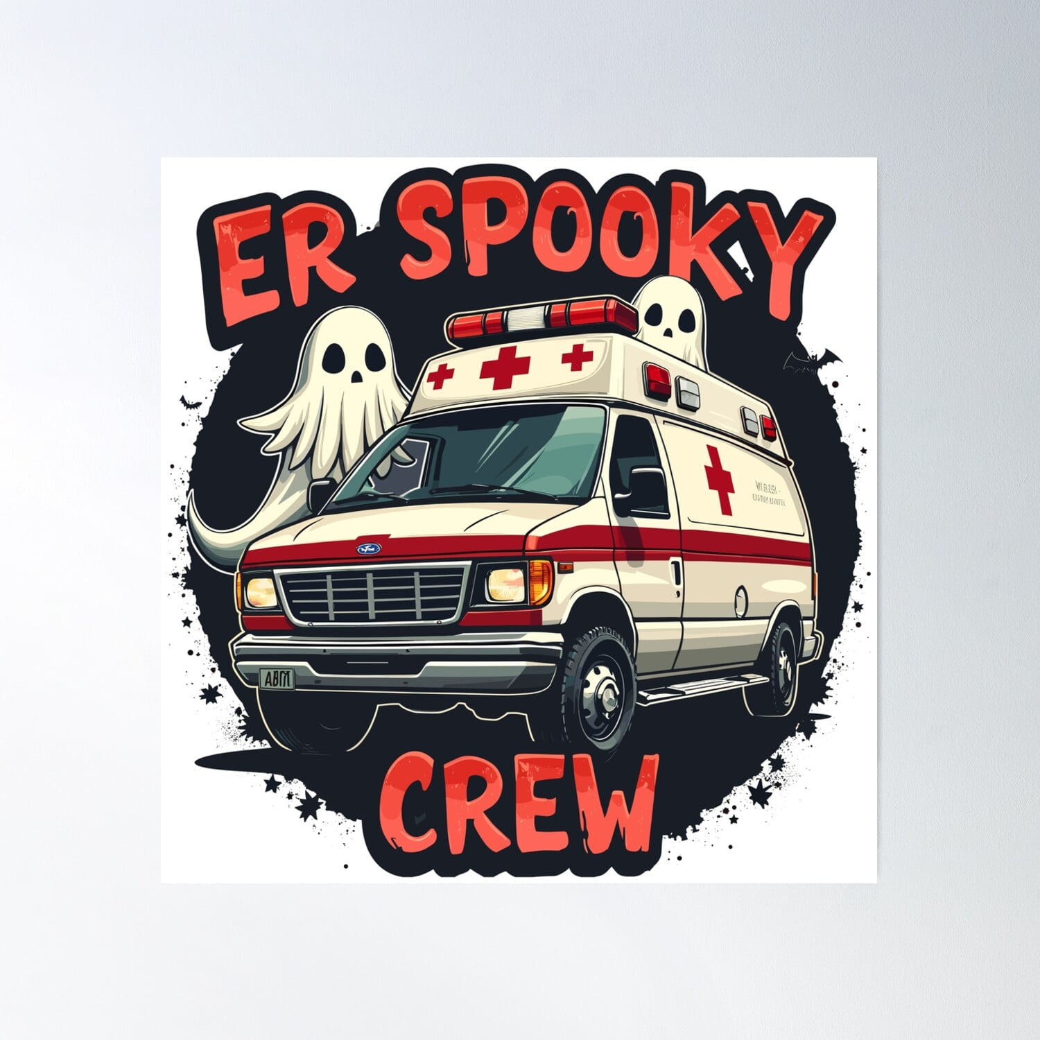 Er Spooky Crew Fun Halloween Ambulance Poster Wall Art, Modern Wall ...