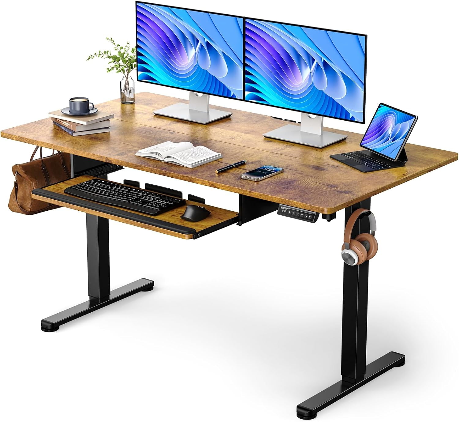 ErGear Electric Standing Desk with Keyboard Tray, 55x28 Inches ...