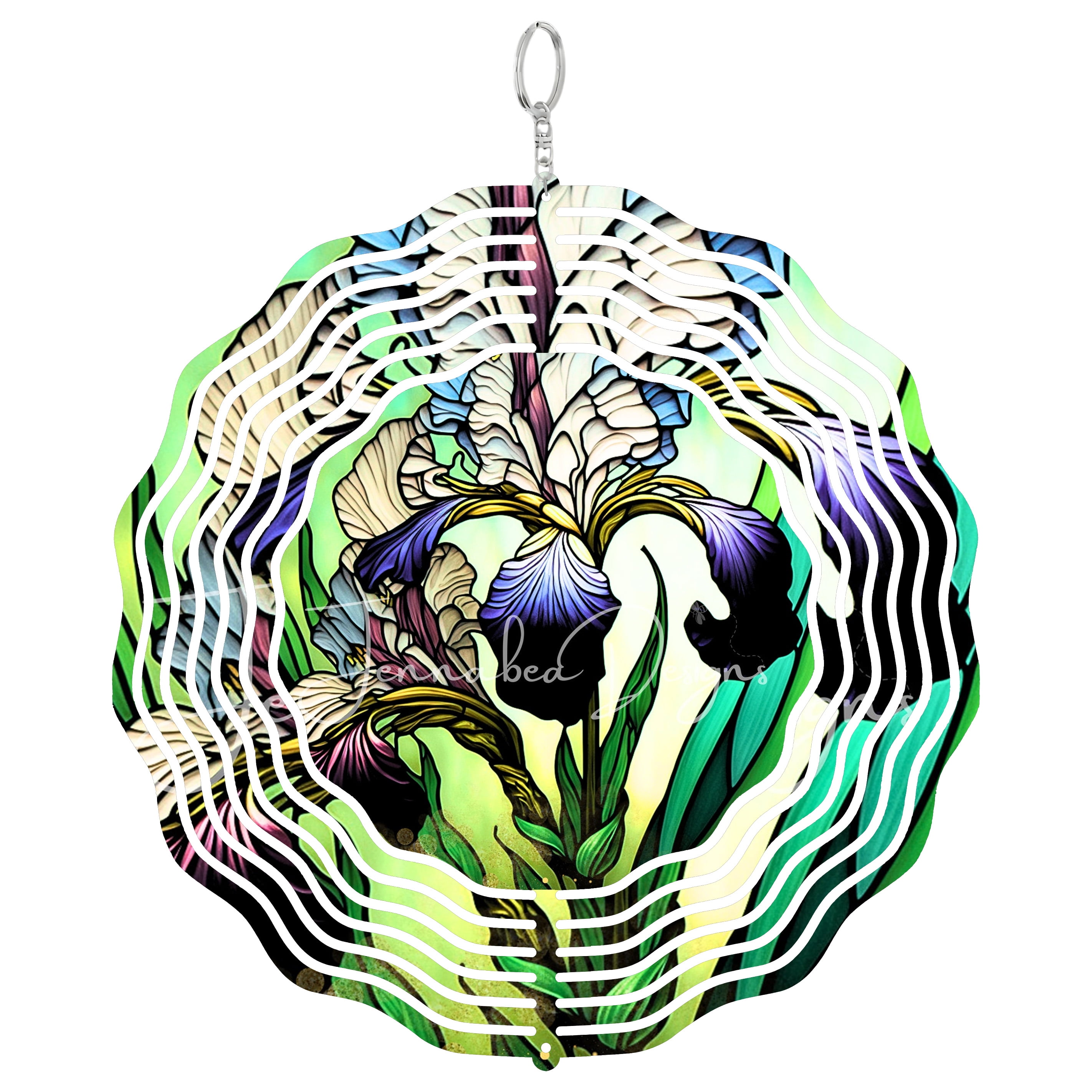 Era Gift Blue Iris Flower Sun Catcher 3D Wind Spinner, Stainless Steel ...