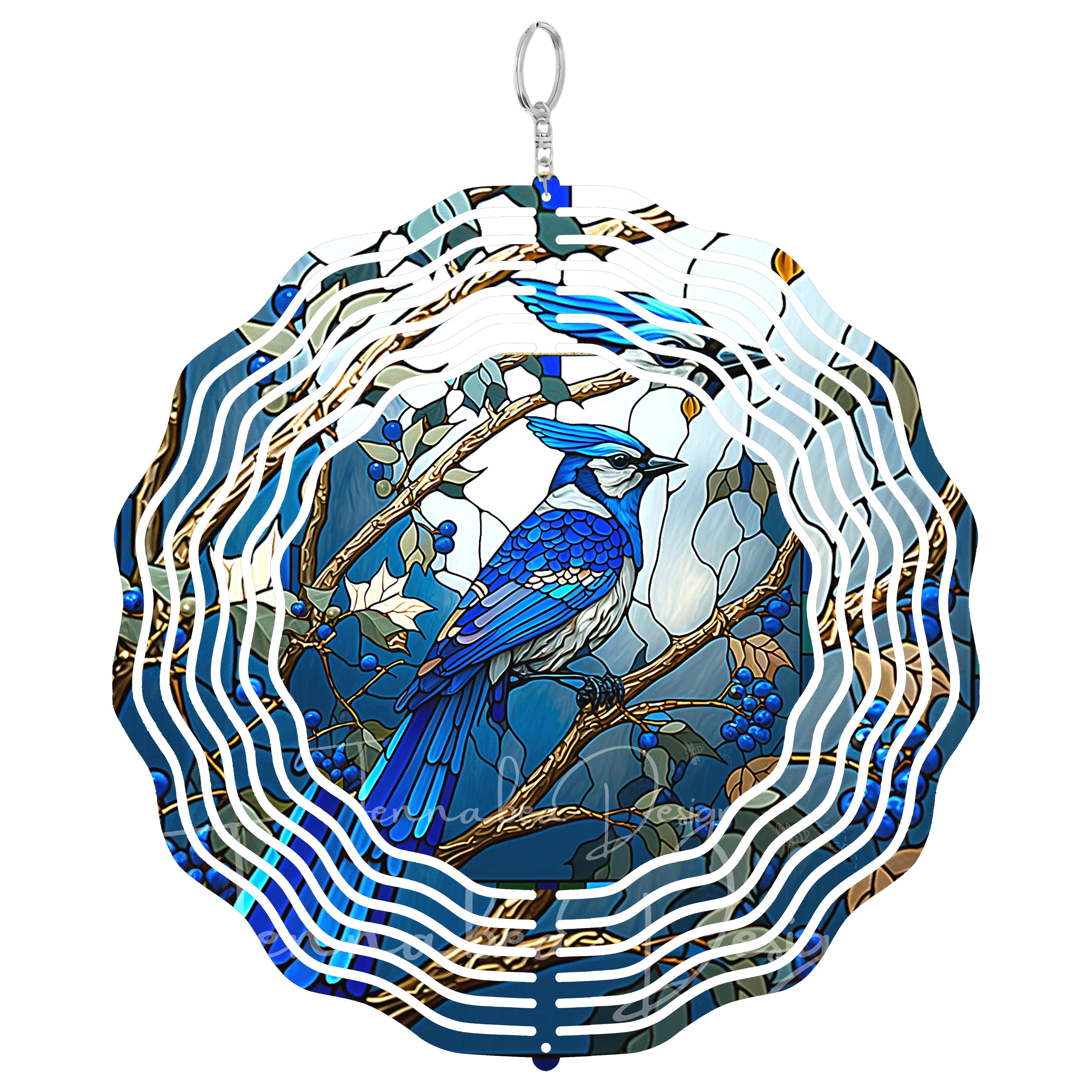 Era Gift Blue Jay Bird Sun Catcher 3D Wind Spinner, Stainless Steel ...
