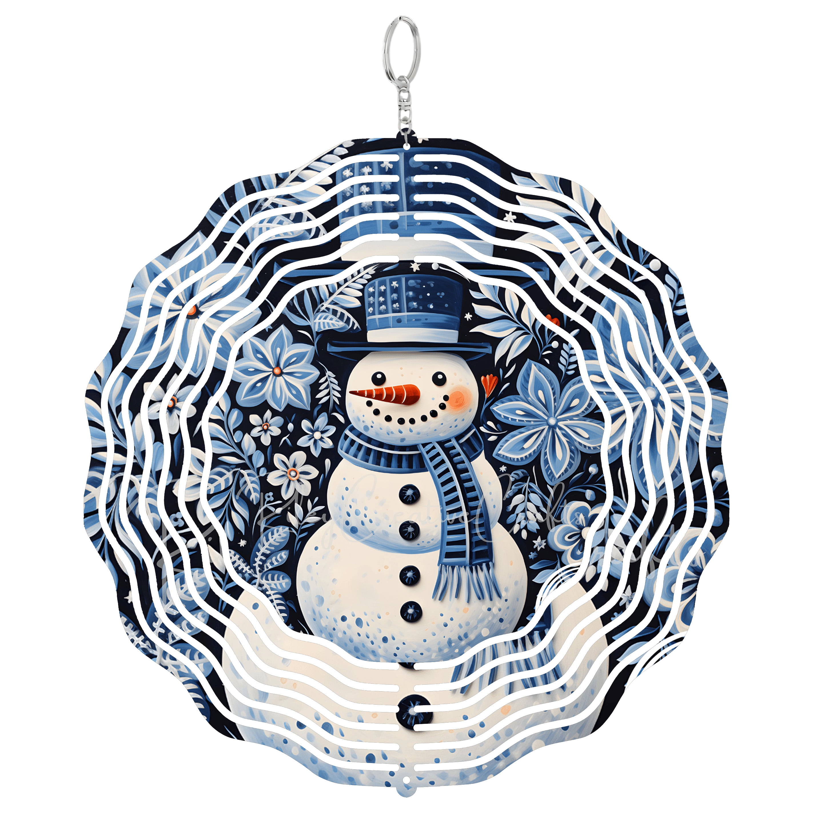 Era Gift Blue Snowman Wind Spinner, Folk Art Style 3D Kinetic Art ...