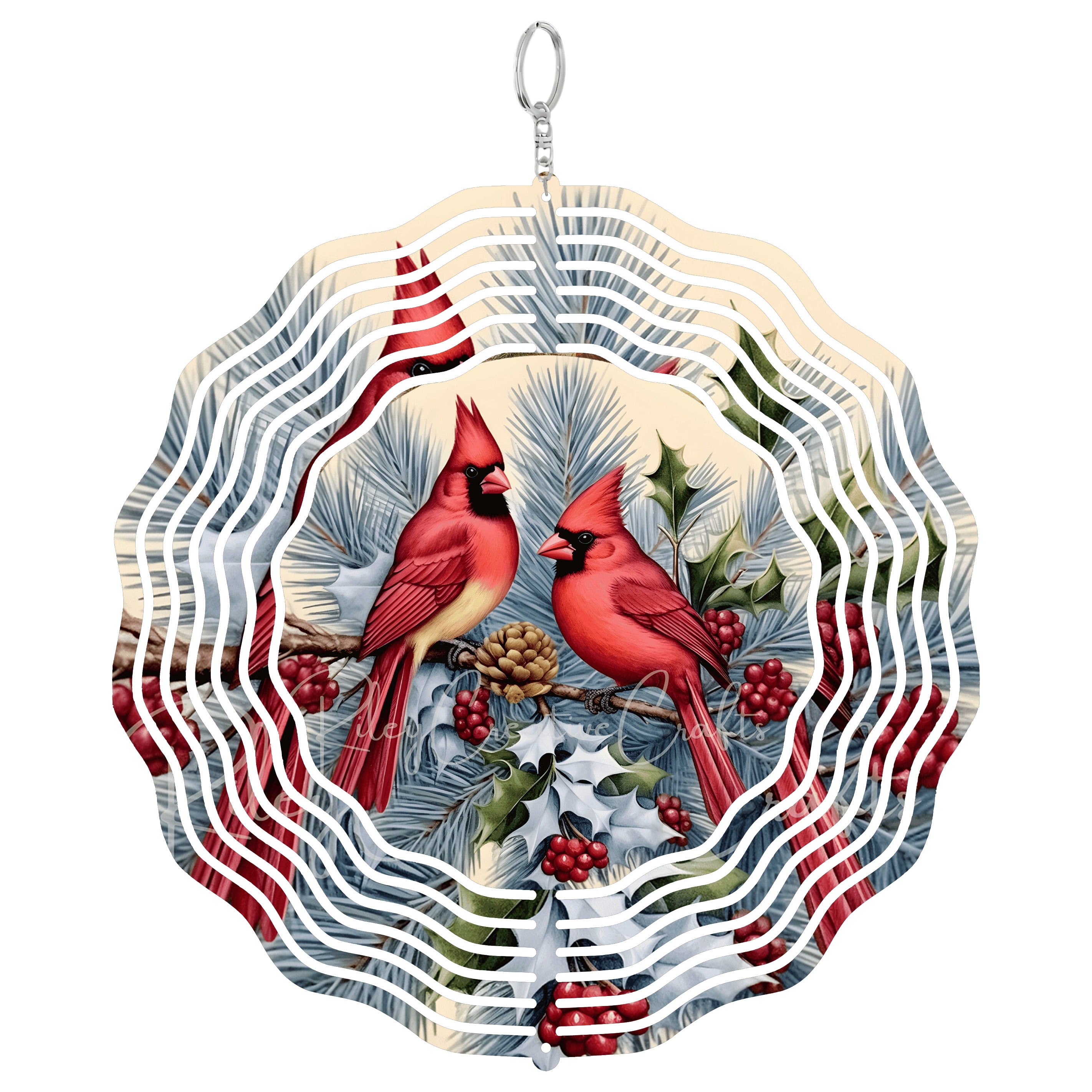 Era Gift Cardinal Wreath Wind Spinner, Christmas Winter Bird 3D Kinetic ...