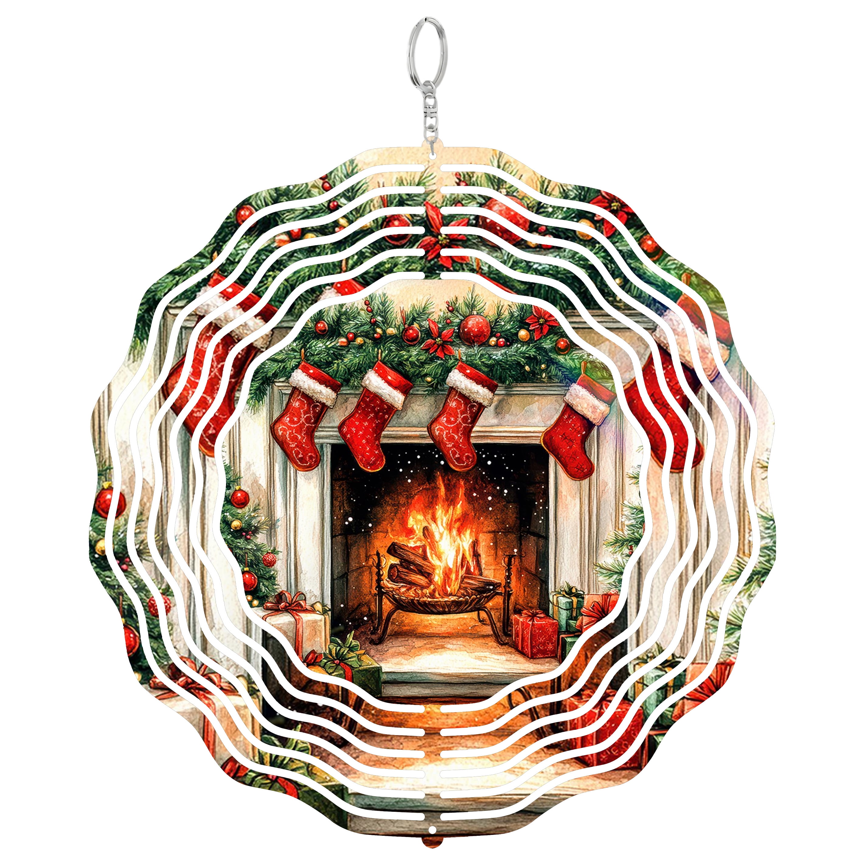 Era Gift Christmas Fireplace Wind Spinner, Cozy Scene 3D Kinetic Art ...