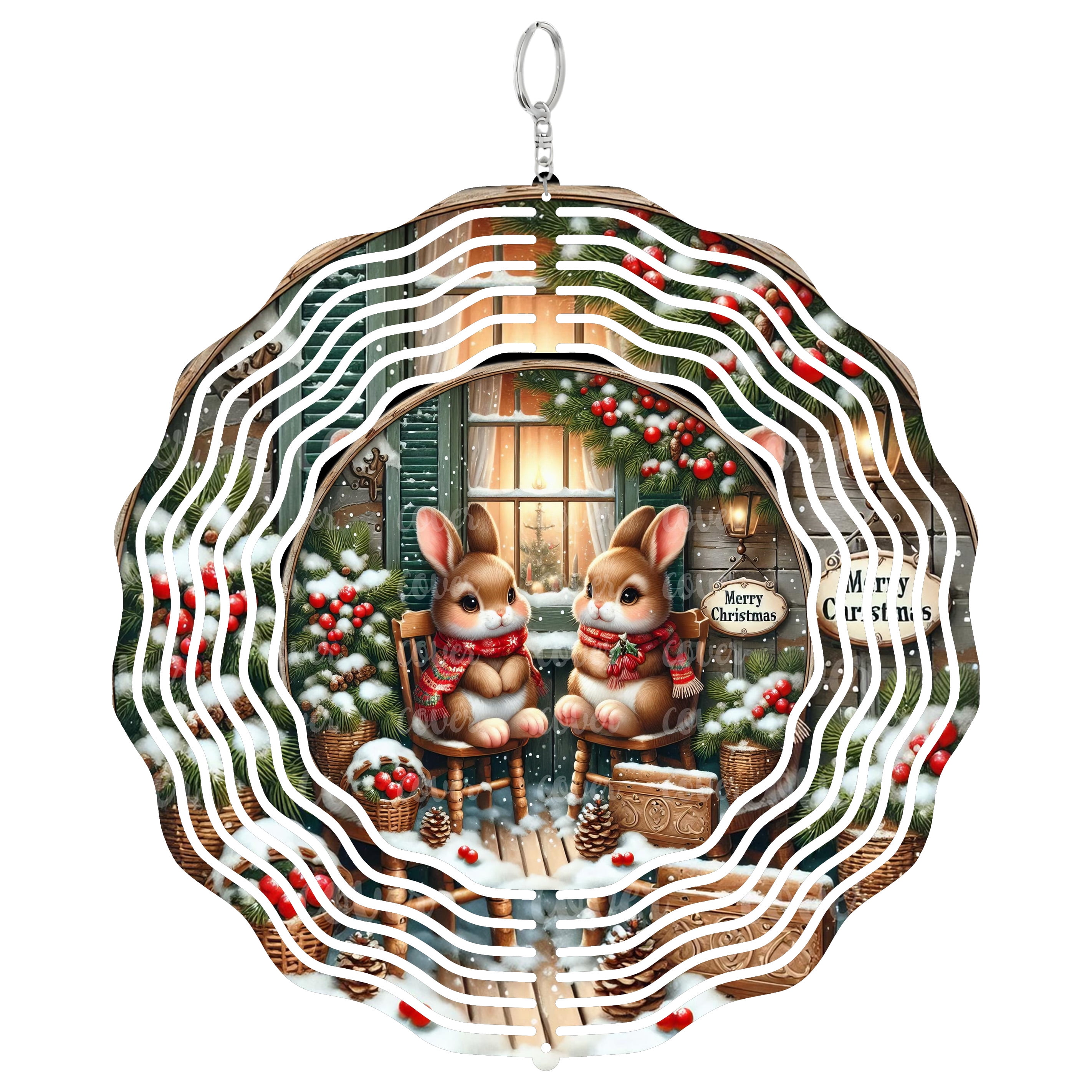 Era Gift Christmas Rabbit Wind Spinner, Winter Bunny 3D Kinetic Art ...