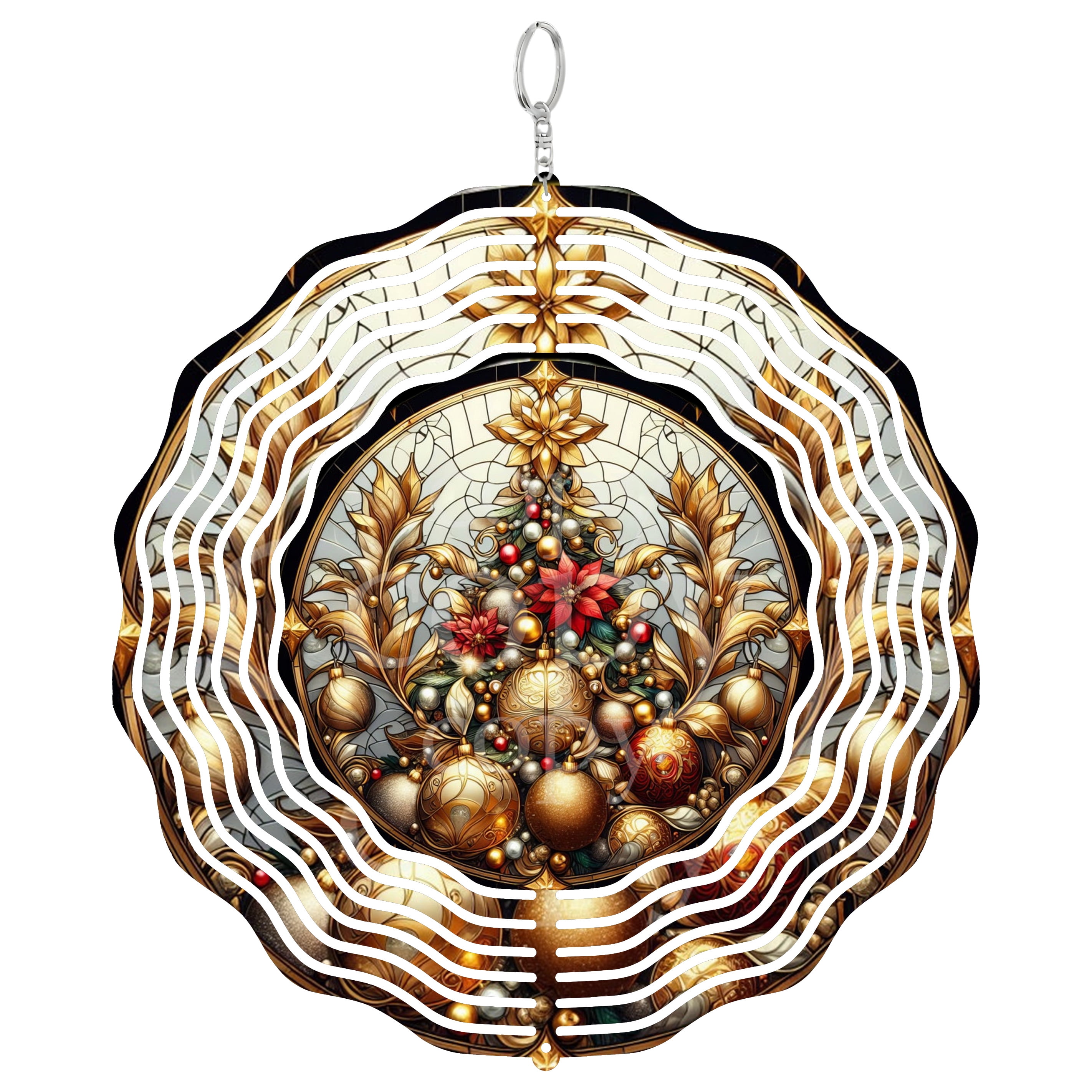 Era Gift Christmas Tree Wind Spinner, Stained Glass Style 3D Kinetic ...