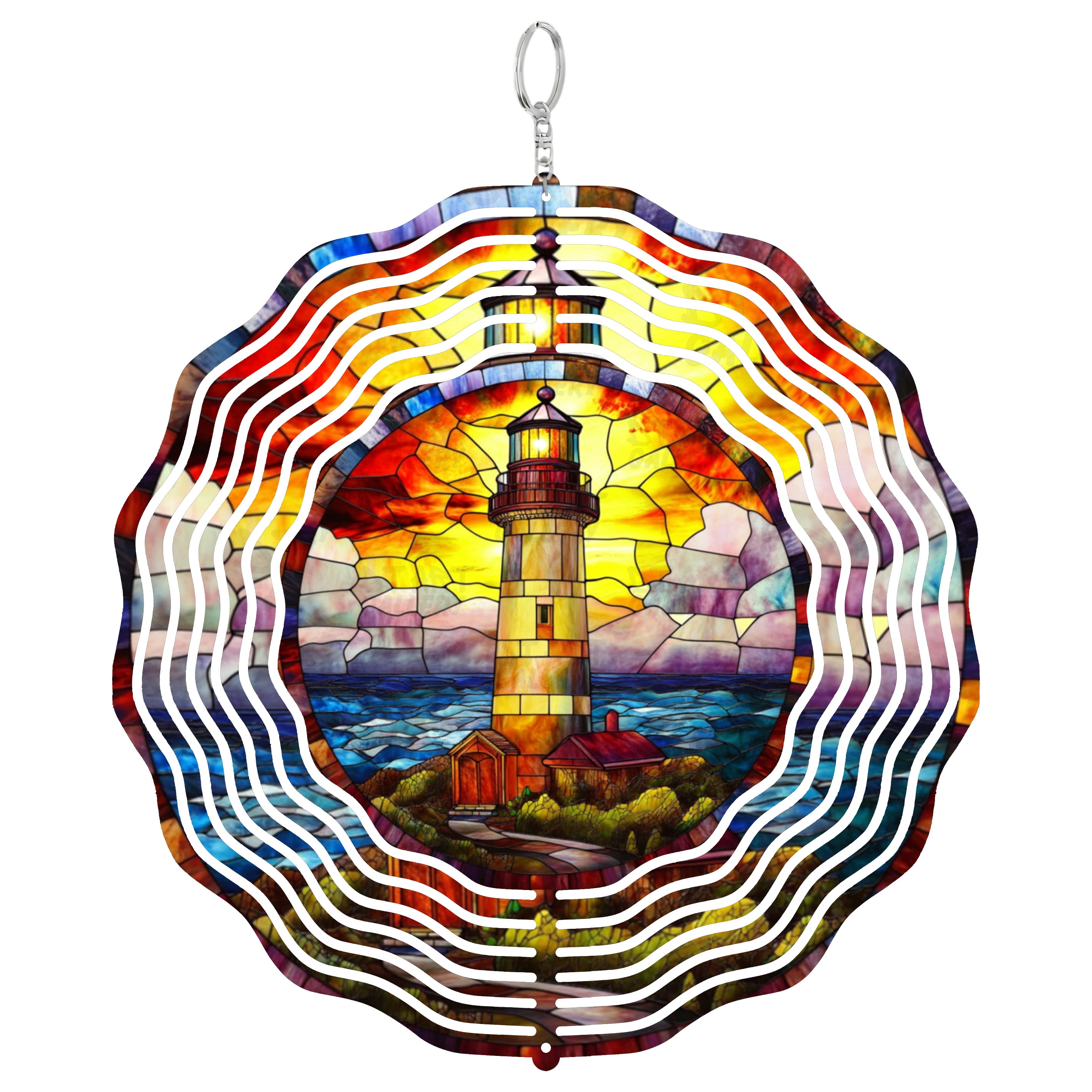 Era Gift Coastal Lighthouse Wind Spinner, Nautical 3D Kinetic Art ...
