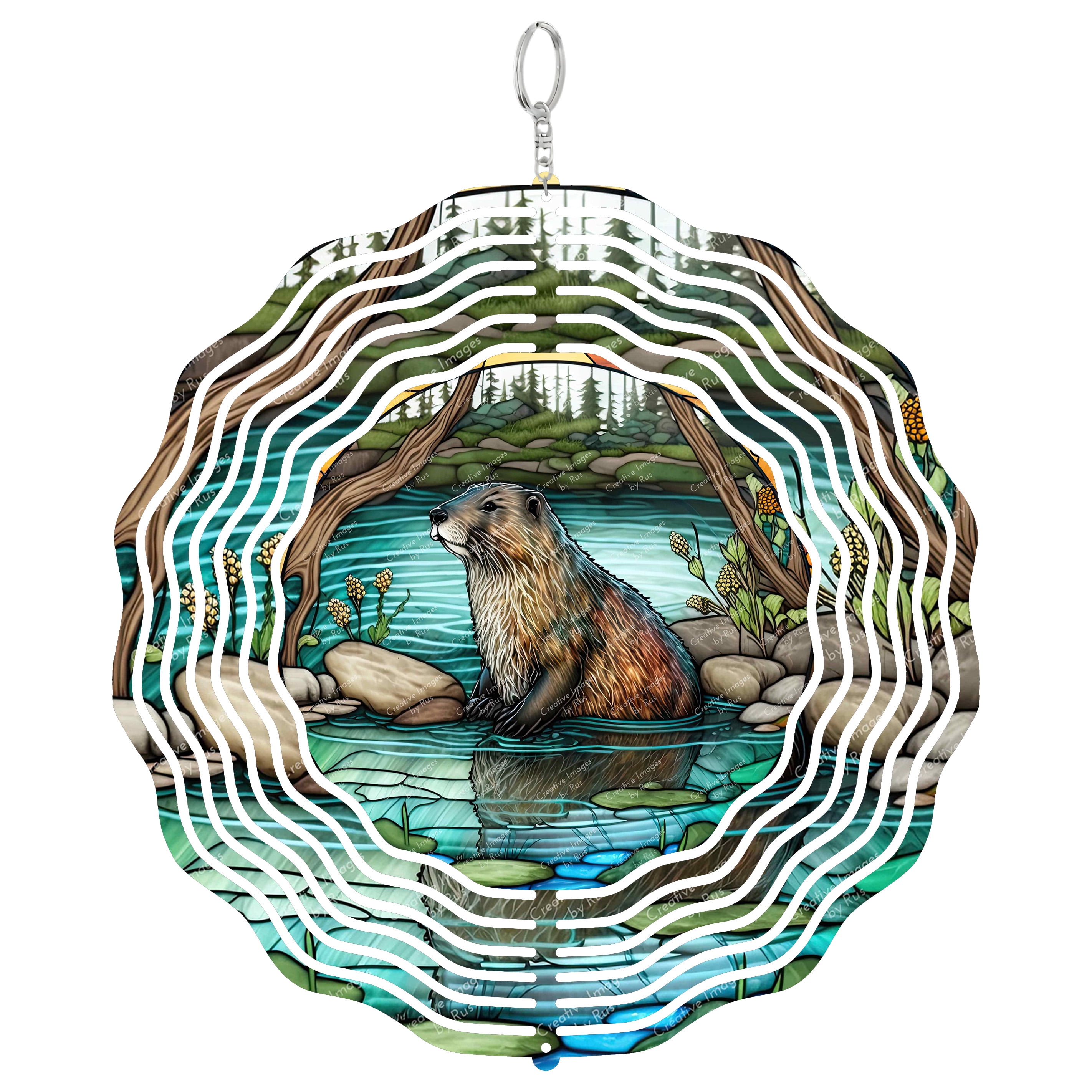 Era Gift Countryside Beaver Sun Catcher 3D Wind Spinner, Stainless ...