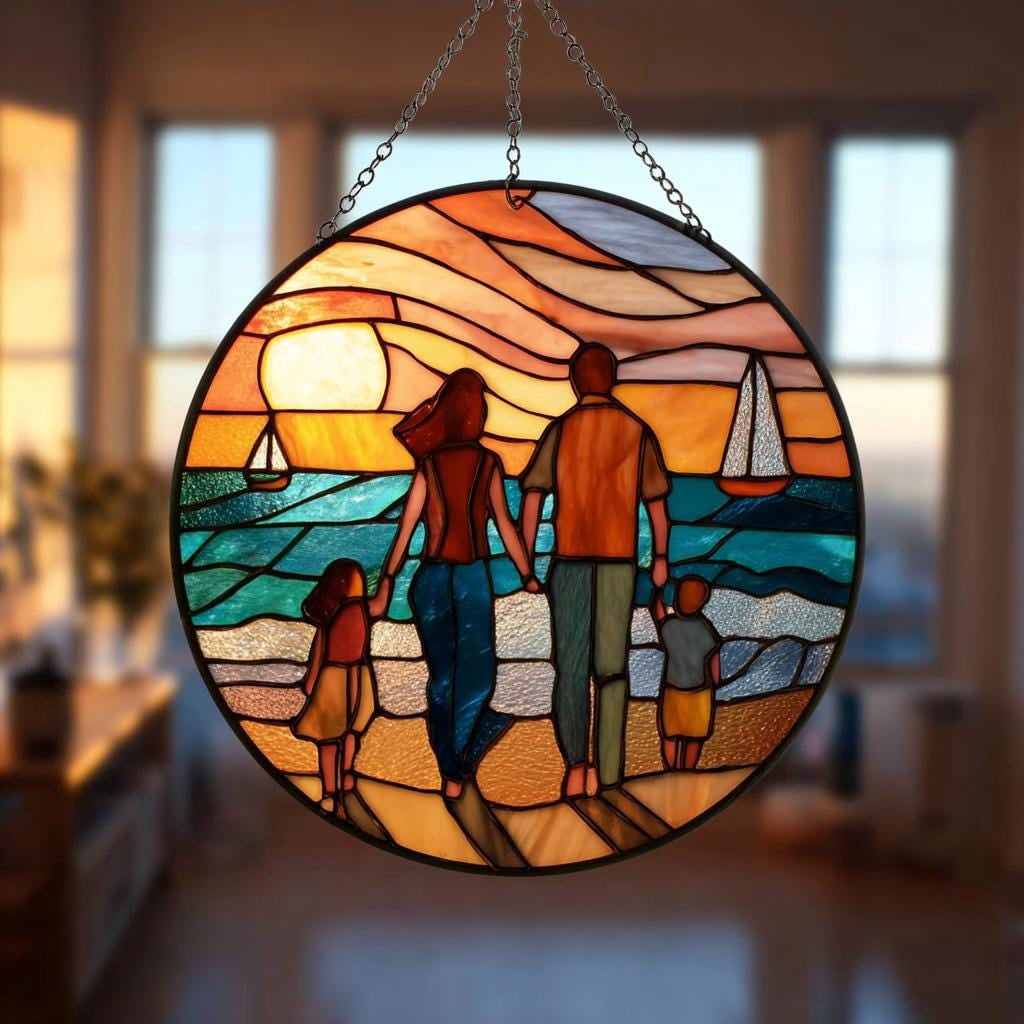 Era Gift Custom Family Photo Glass Suncatcher, Anniversary Gift for ...
