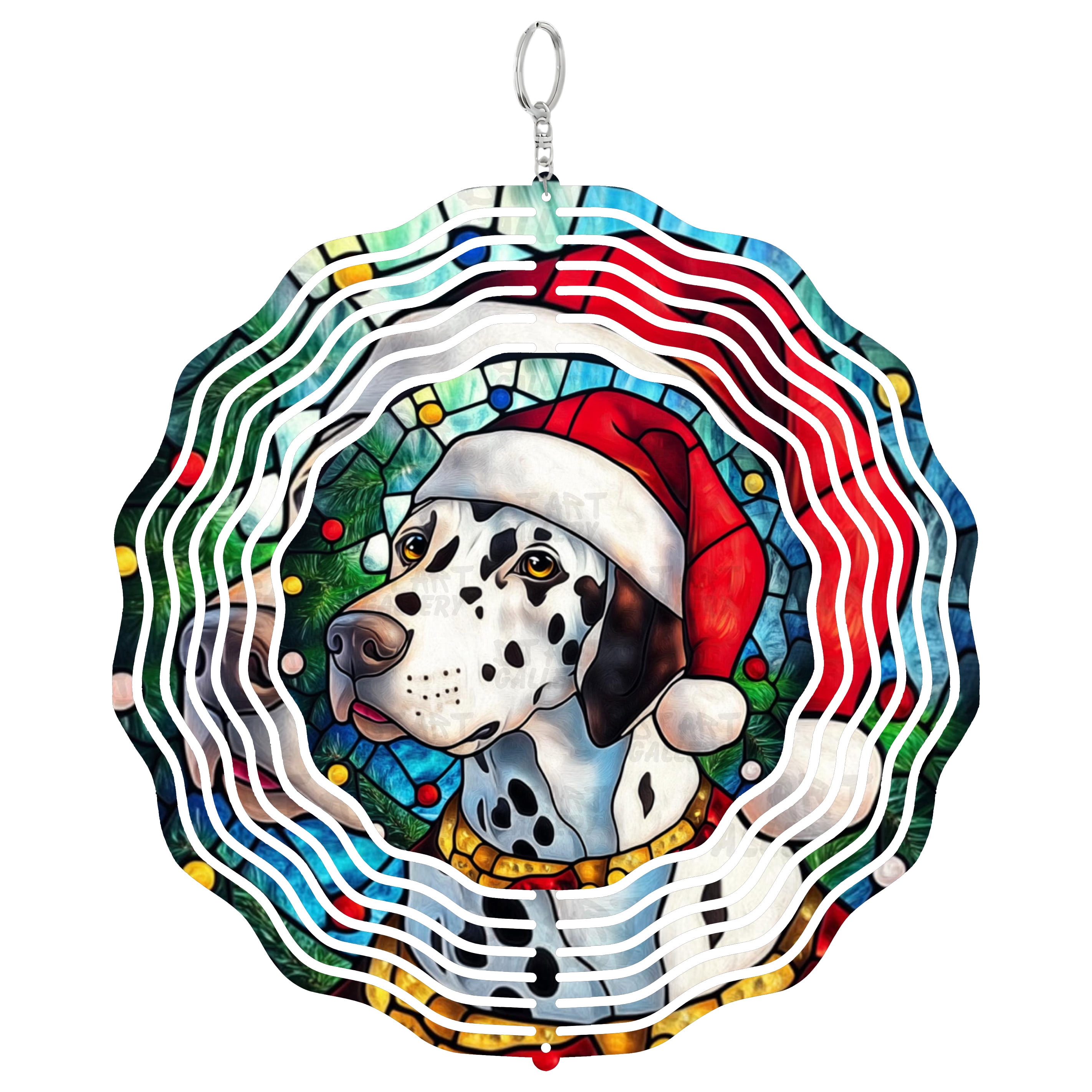 Era Gift Dalmatian Dog Wind Spinner, Christmas Santa 3D Kinetic Art ...