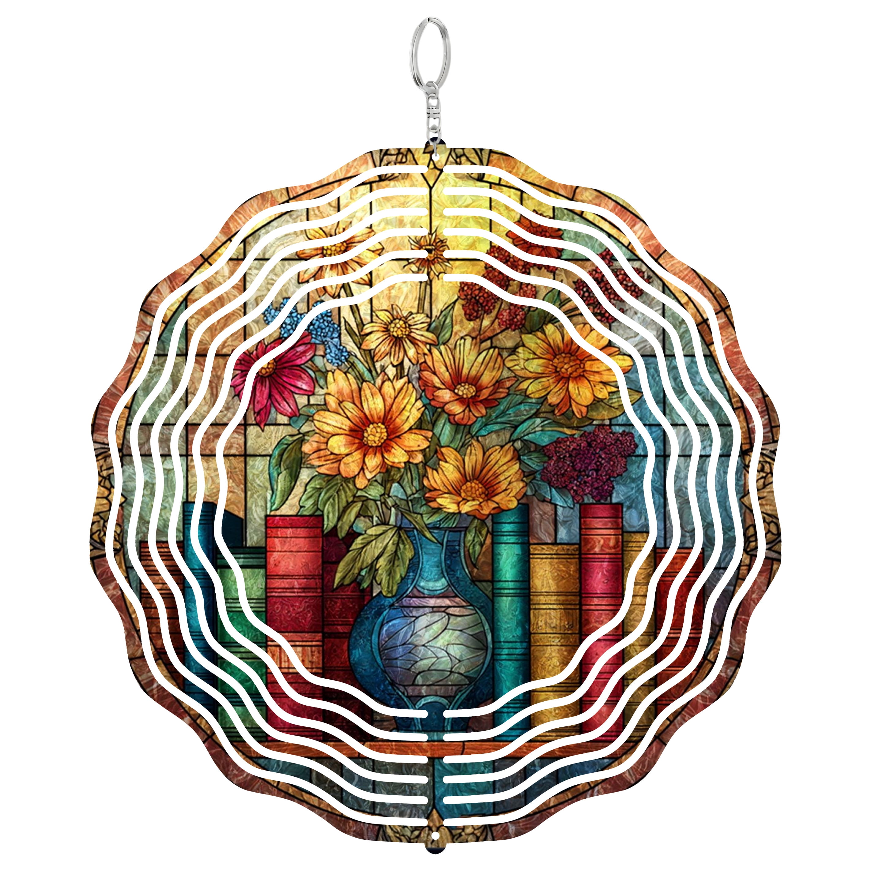 Era Gift Floral Bookshelf Literary Wind Chime, 3D Wind Spinner Style UV ...