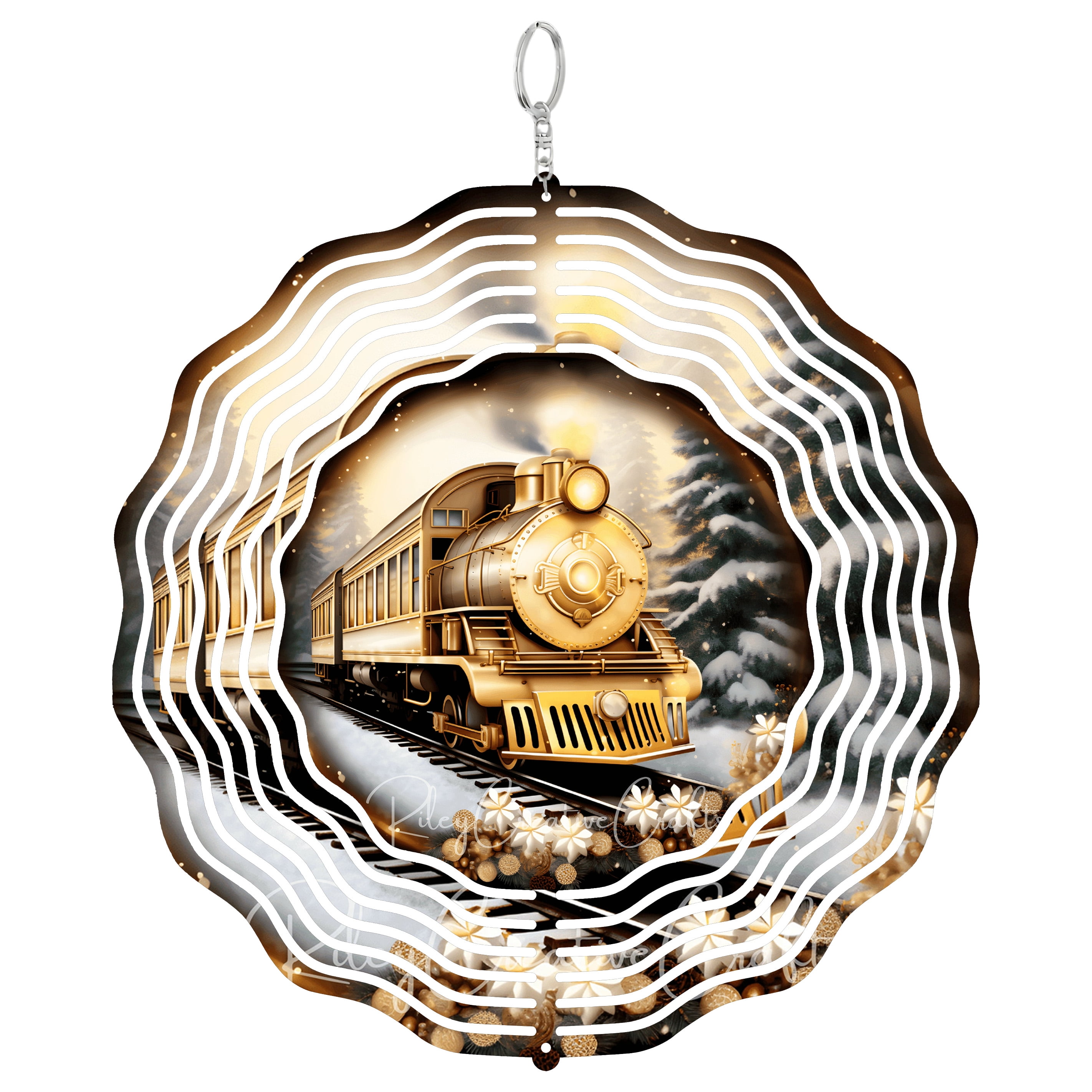 Era Gift Gold Christmas Train Wind Spinner, Winter Holiday 3D Kinetic ...