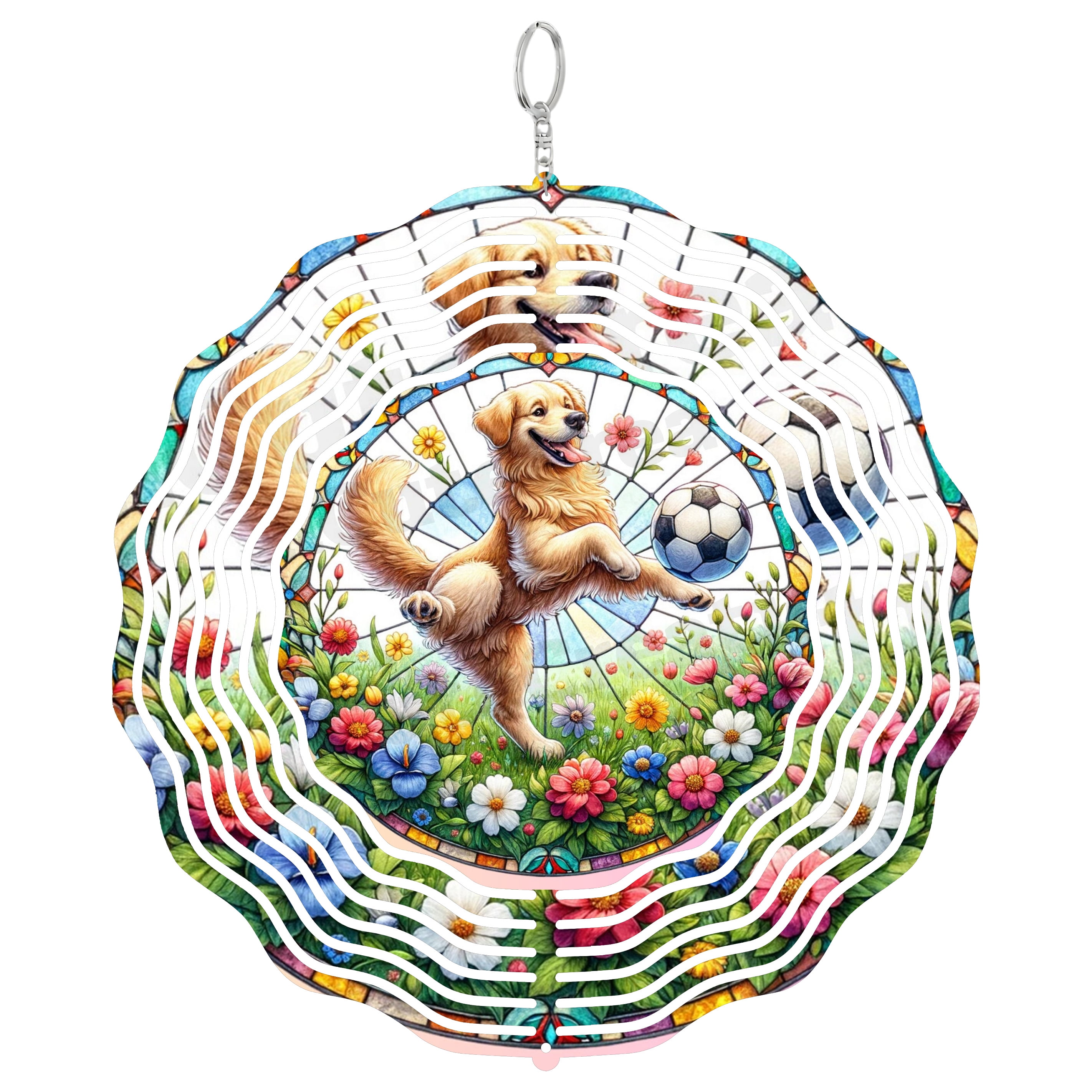 Era Gift Golden Retriever Spring Sun Catcher 3D Wind Spinner, Stainless ...