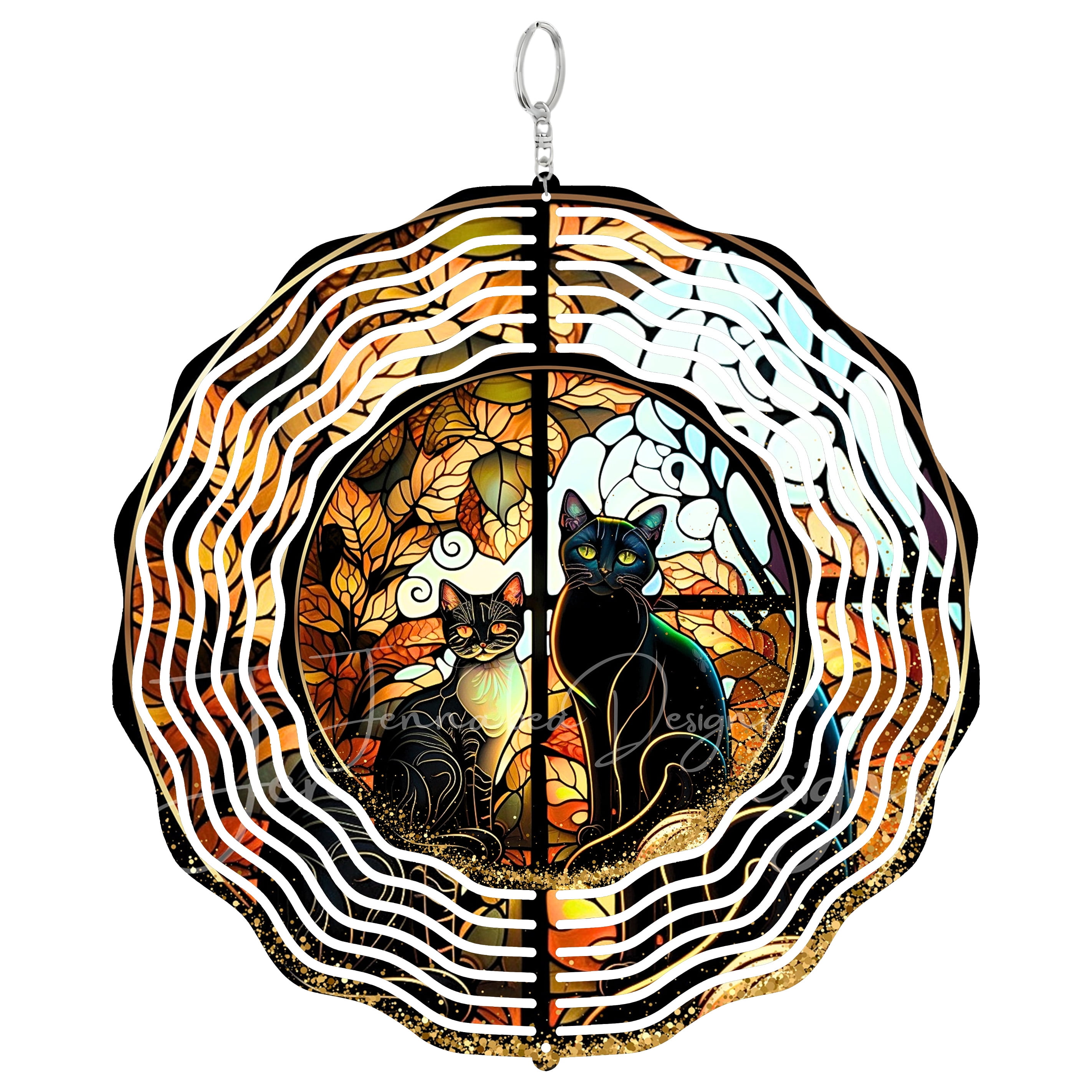 Era Gift Halloween Black Cat Sun Catcher 3D Wind Spinner, Stainless ...