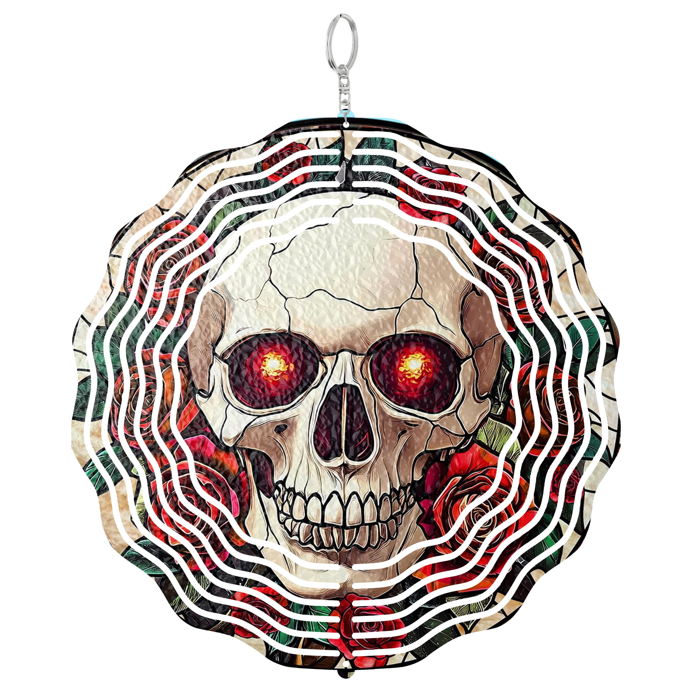 Era Gift Halloween Skull and Rose Wind Chime, Spooky 3D Wind Spinner ...