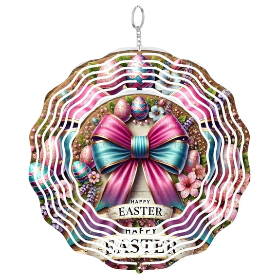 Era Gift Happy Easter Bow Sun Catcher 3D Wind Spinner, Stainless Steel ...