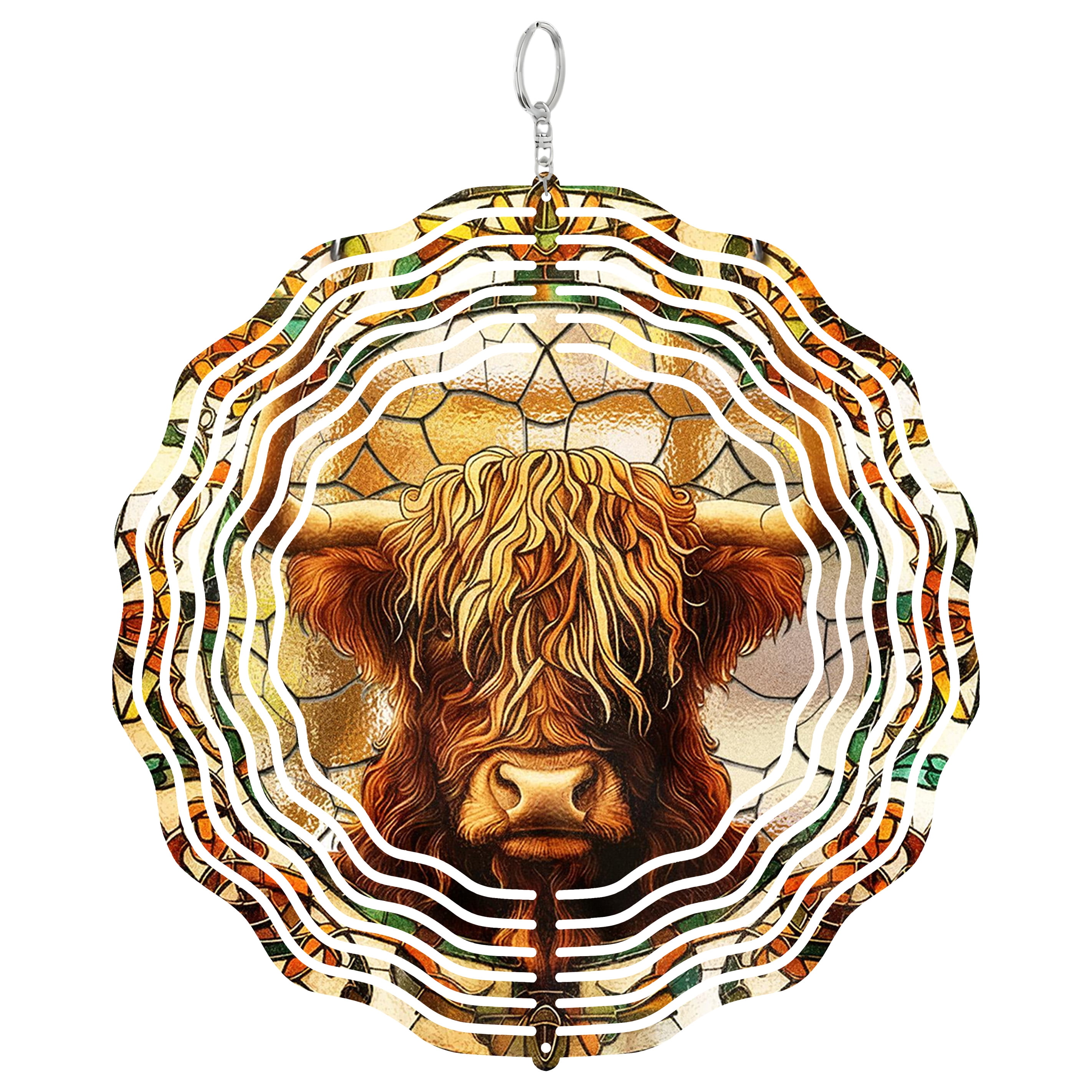 Era Gift Highland Cow Sun Catcher, 3D Wind Spinner Style UV Printed ...
