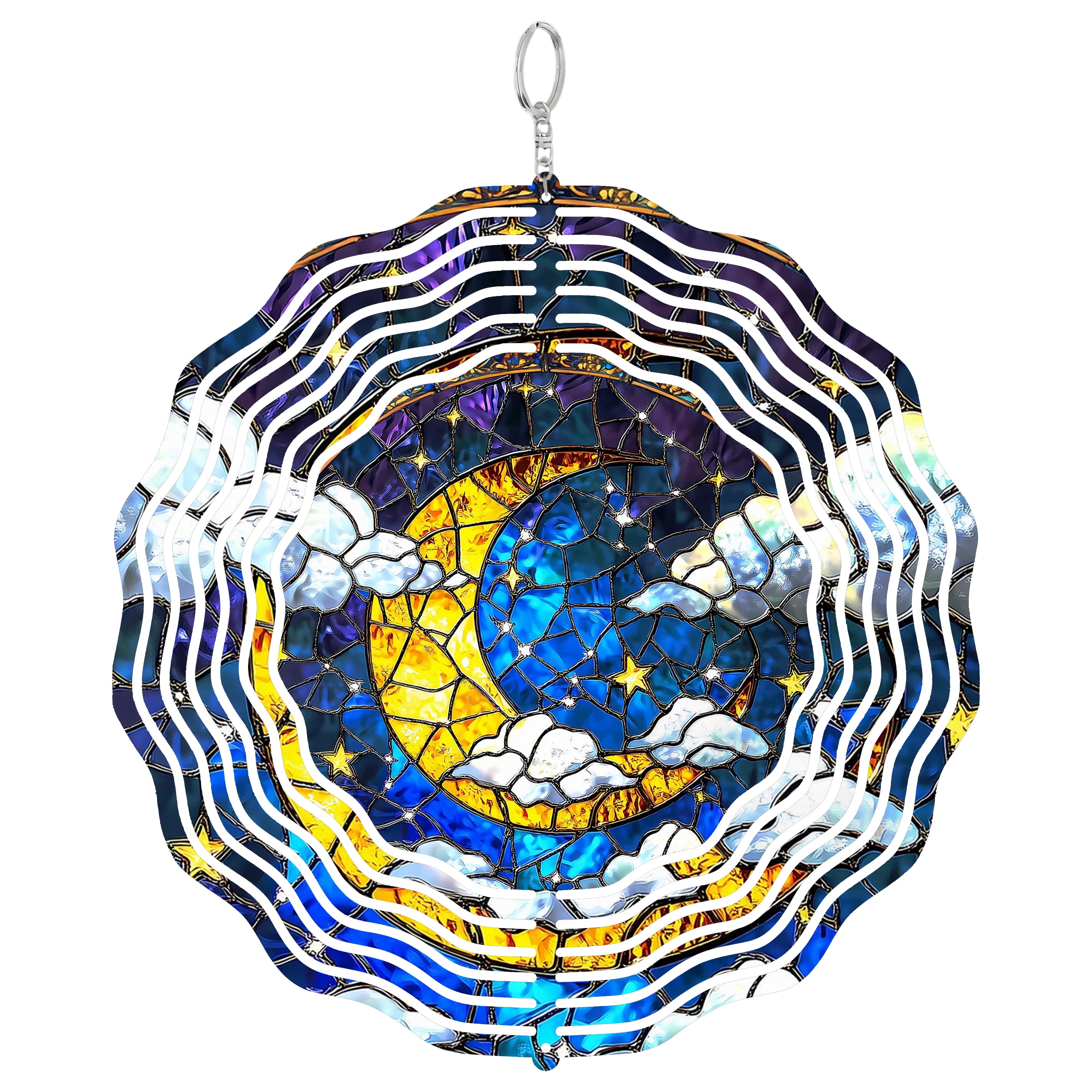 Era Gift Moon and Star Wind Spinner, Celestial Night Sky 3D Kinetic Art ...