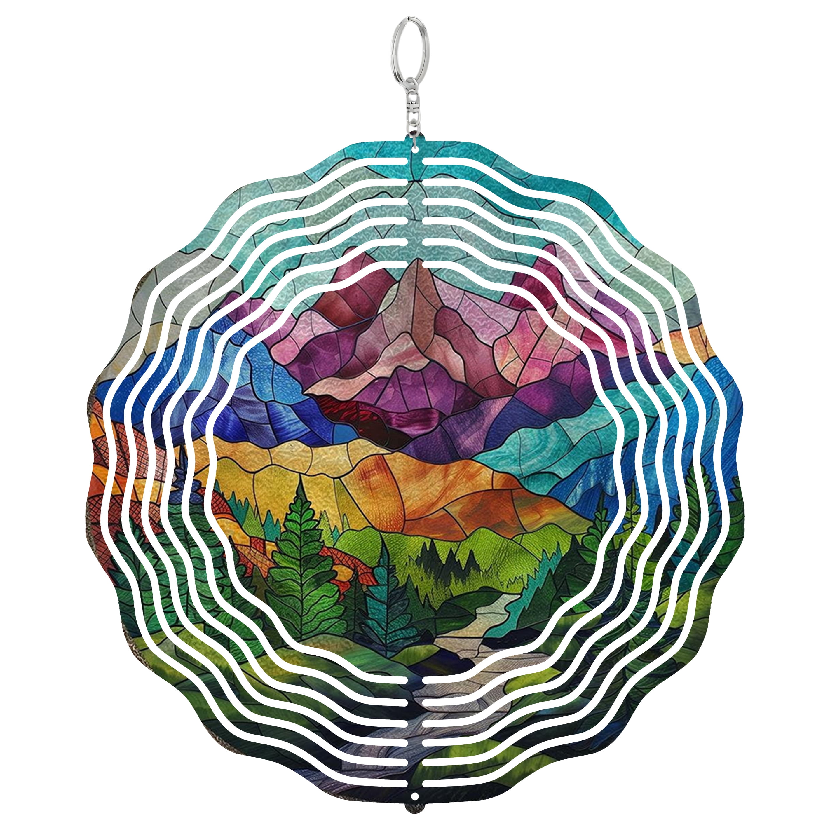 Era Gift Mountain Landscape Wind Chime, Painted 3D Wind Spinner Style ...