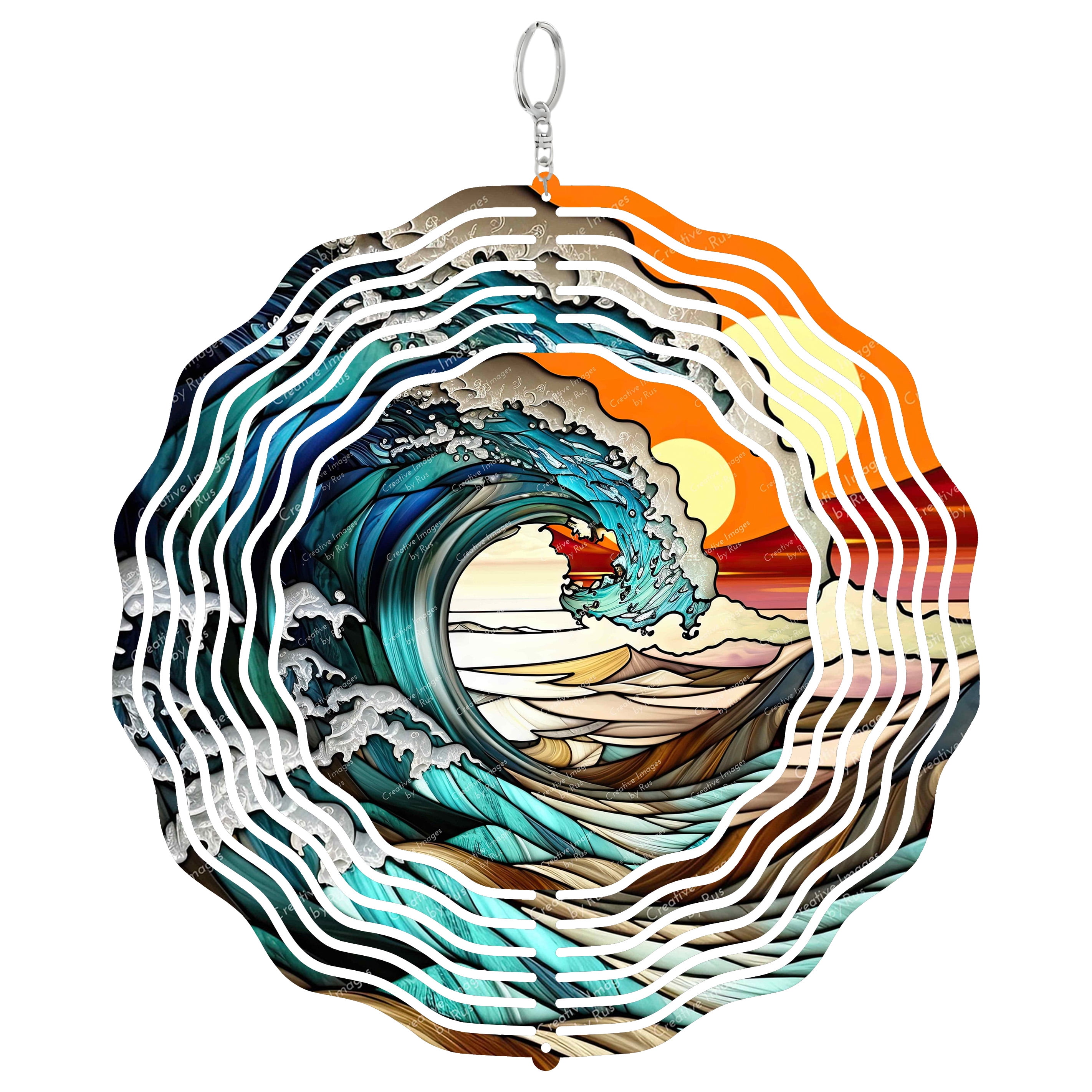 Era Gift Ocean Wave Surf Sun Catcher 3D Wind Spinner, Stainless Steel ...