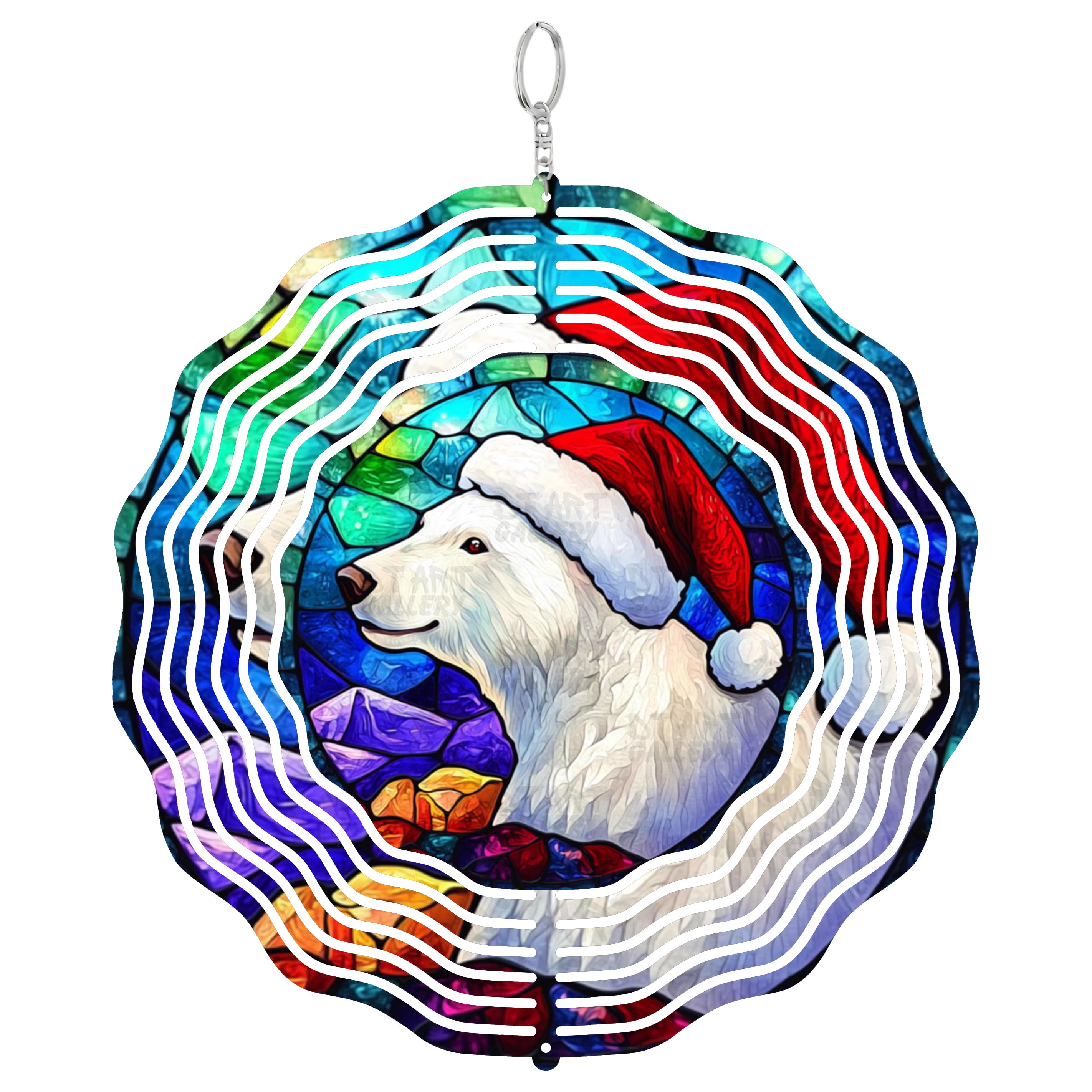 Era Gift Polar Bear Wind Spinner, Christmas Santa Hat 3D Kinetic Art ...