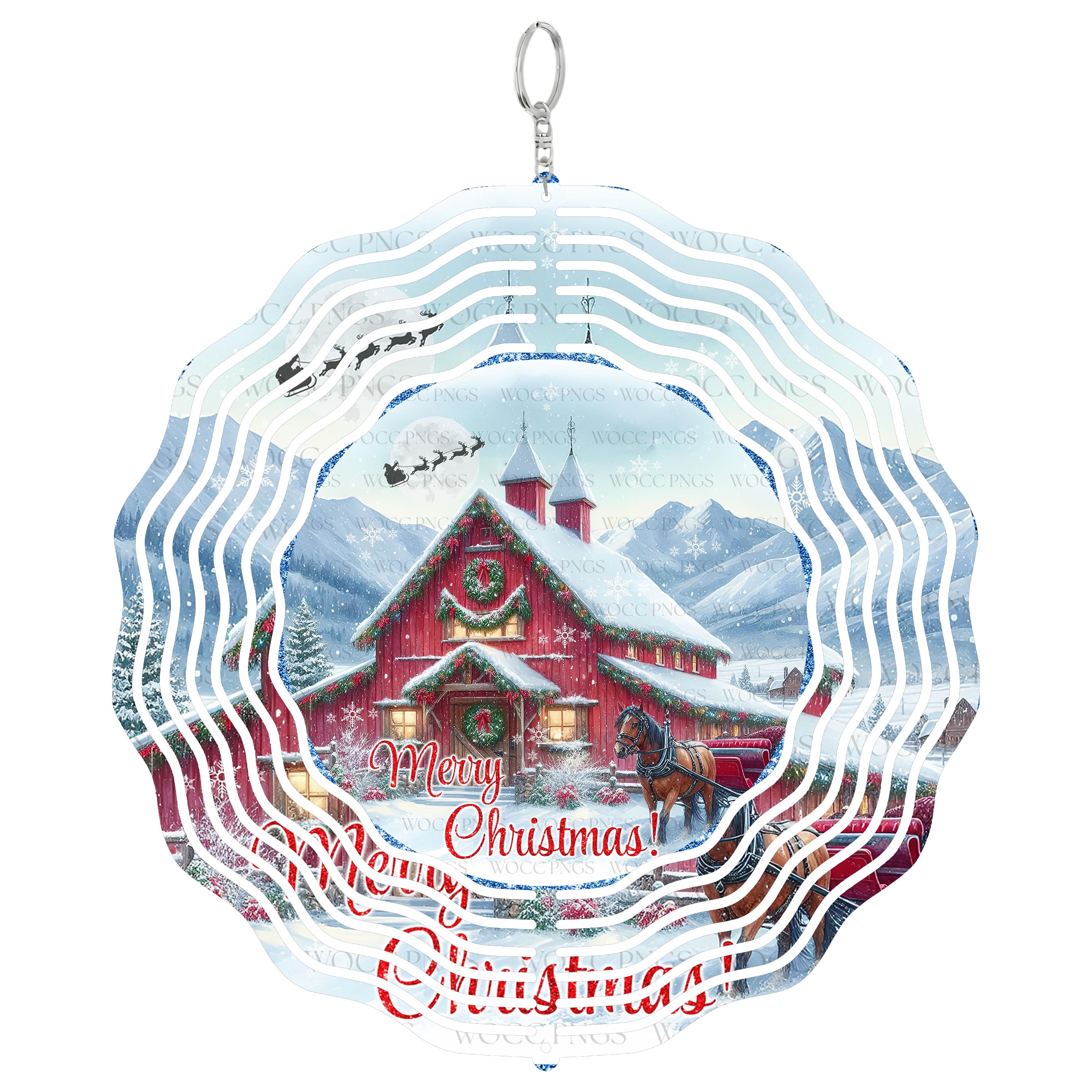 Era Gift Red Barn Christmas Sun Catcher 3D Wind Spinner, Stainless ...