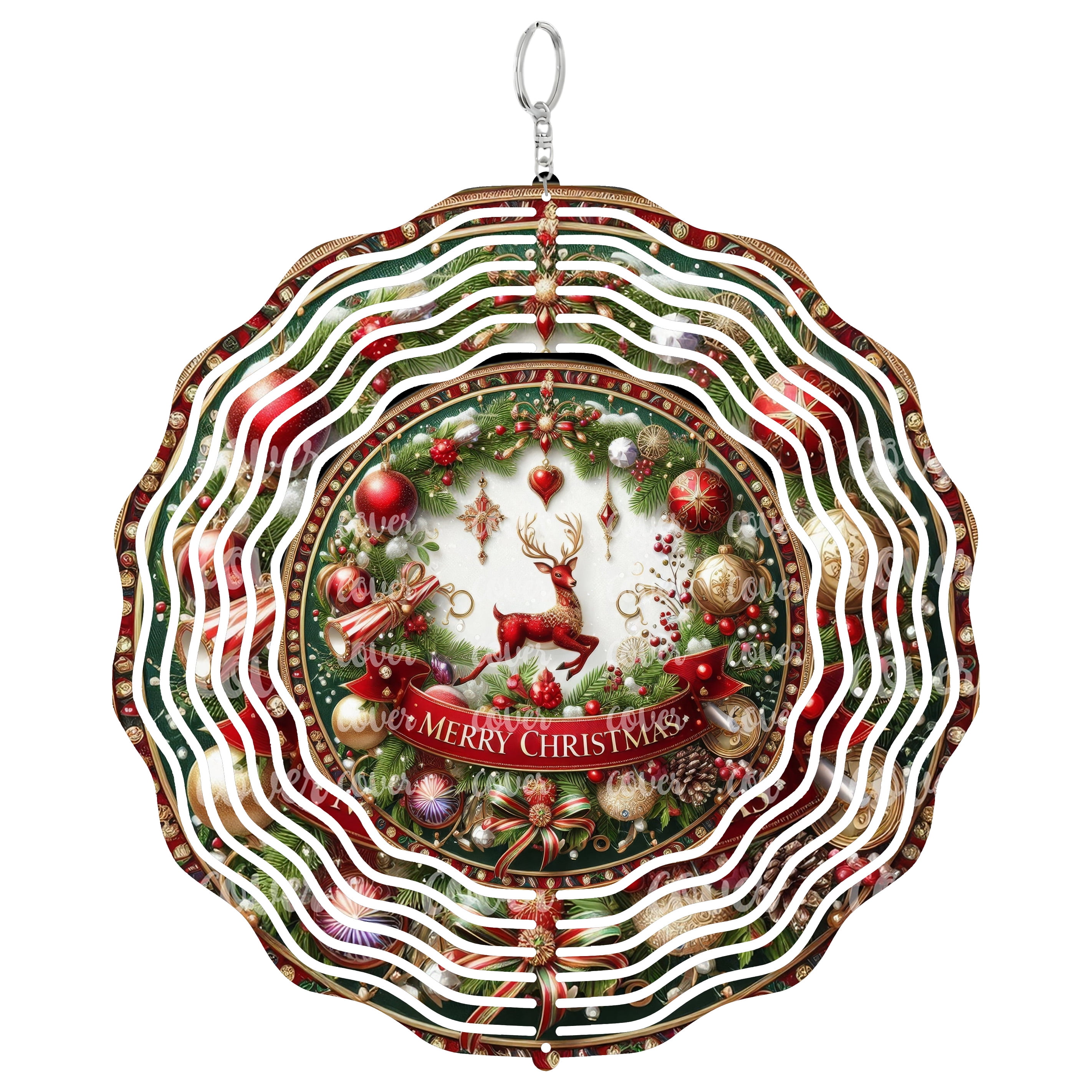 Era Gift Red Merry Christmas Wreath Wind Spinner, Holiday 3D Kinetic ...