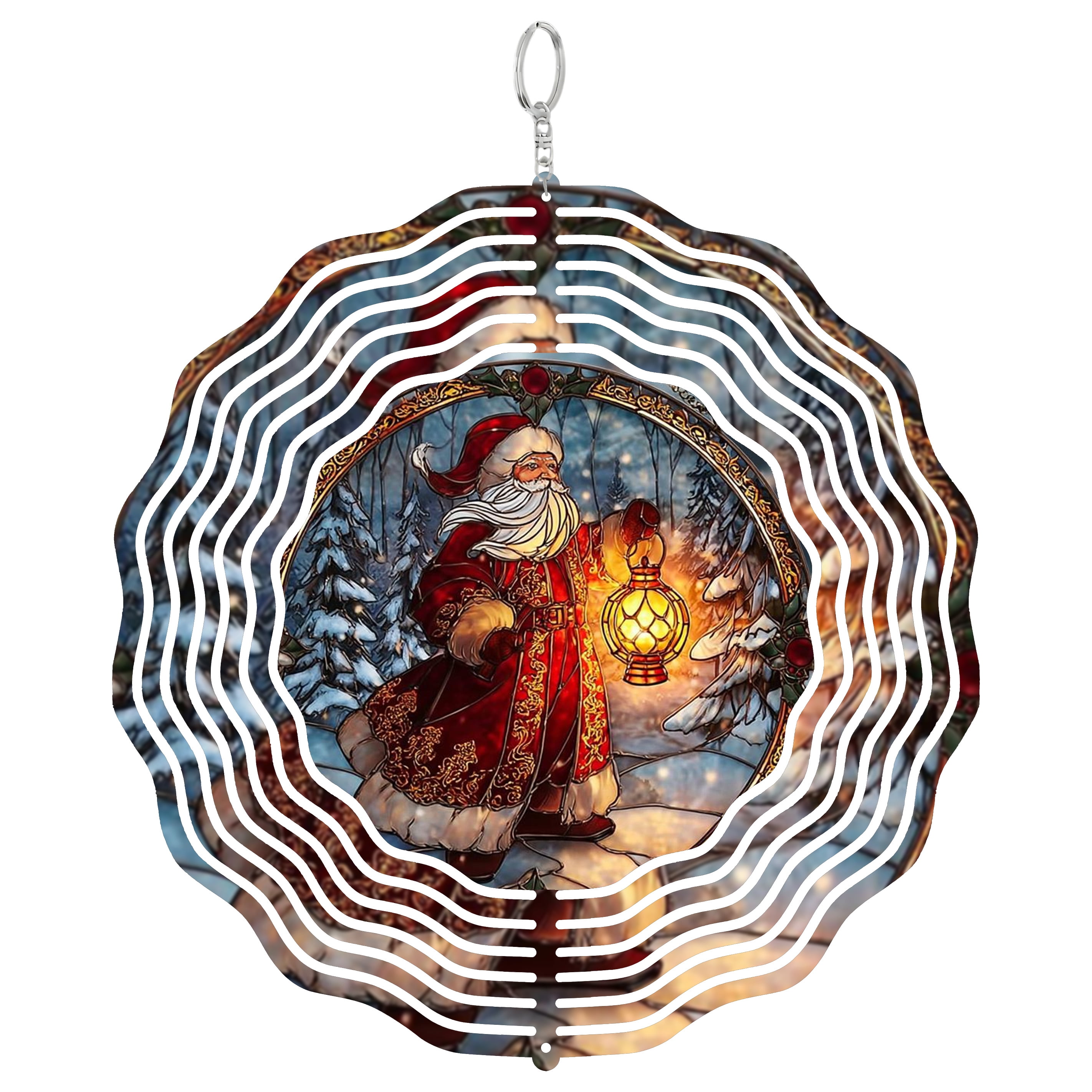 Era Gift Santa Claus Lantern 3D Wind Spinner, Stainless Steel Kinetic ...