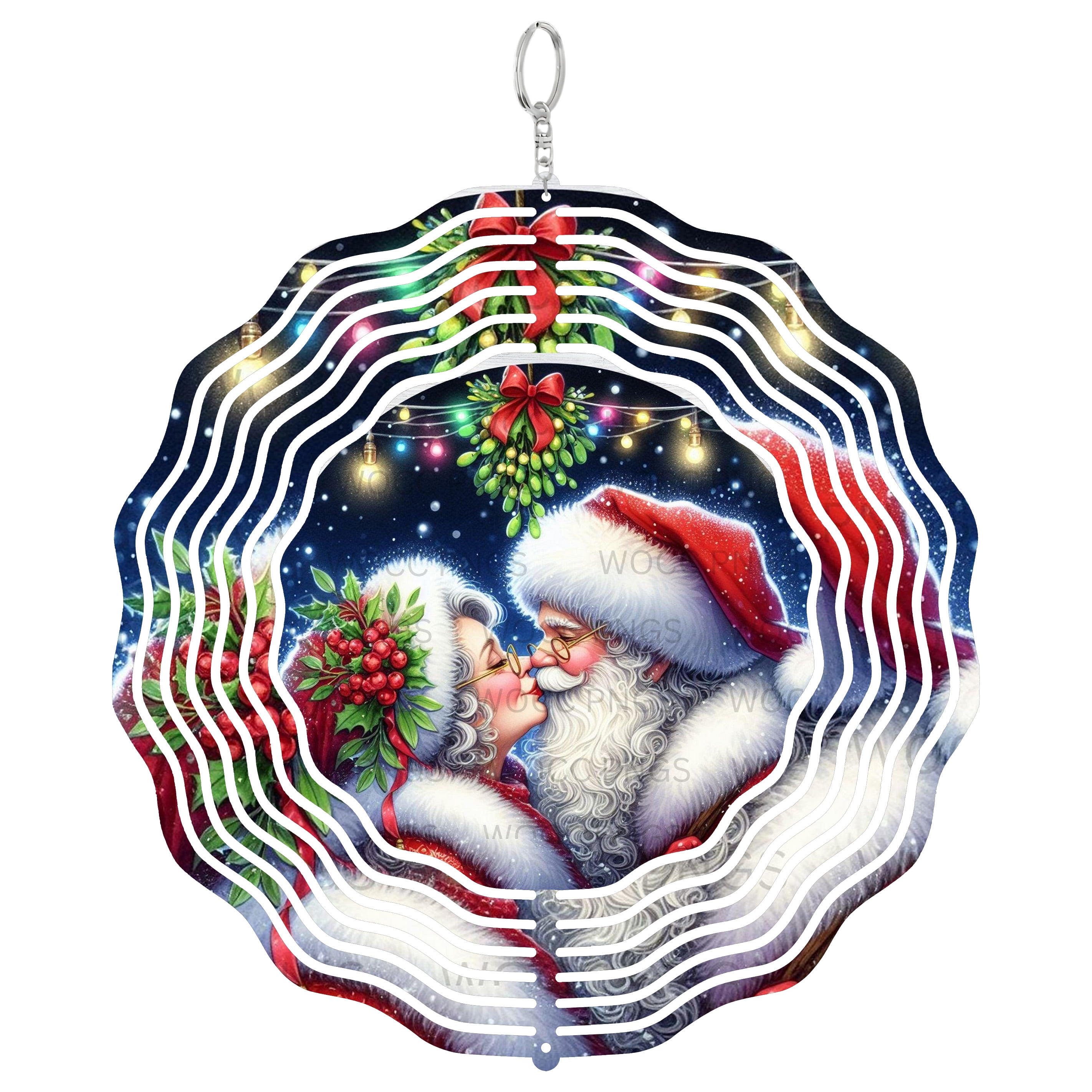 Era Gift Santa Mrs Claus Kissing Sun Catcher 3D Wind Spinner, Stainless ...
