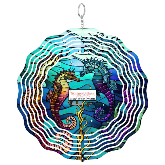 Era Gift Seahorse Sun Catcher 3D Wind Spinner, Stainless Steel Kinetic ...