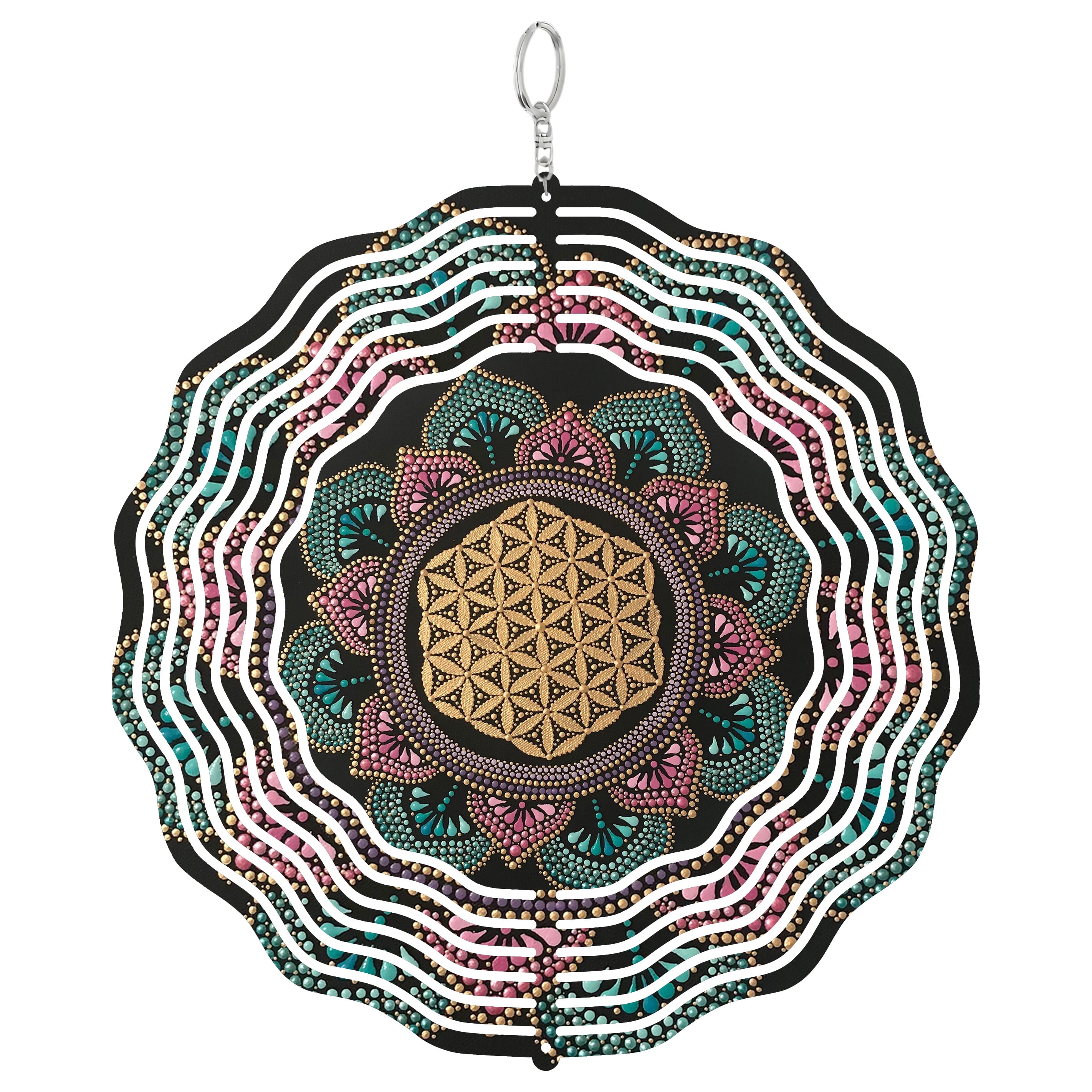 Era Gift Spiritual Geometric Mandala 3D Wind Spinner, Stainless Steel ...