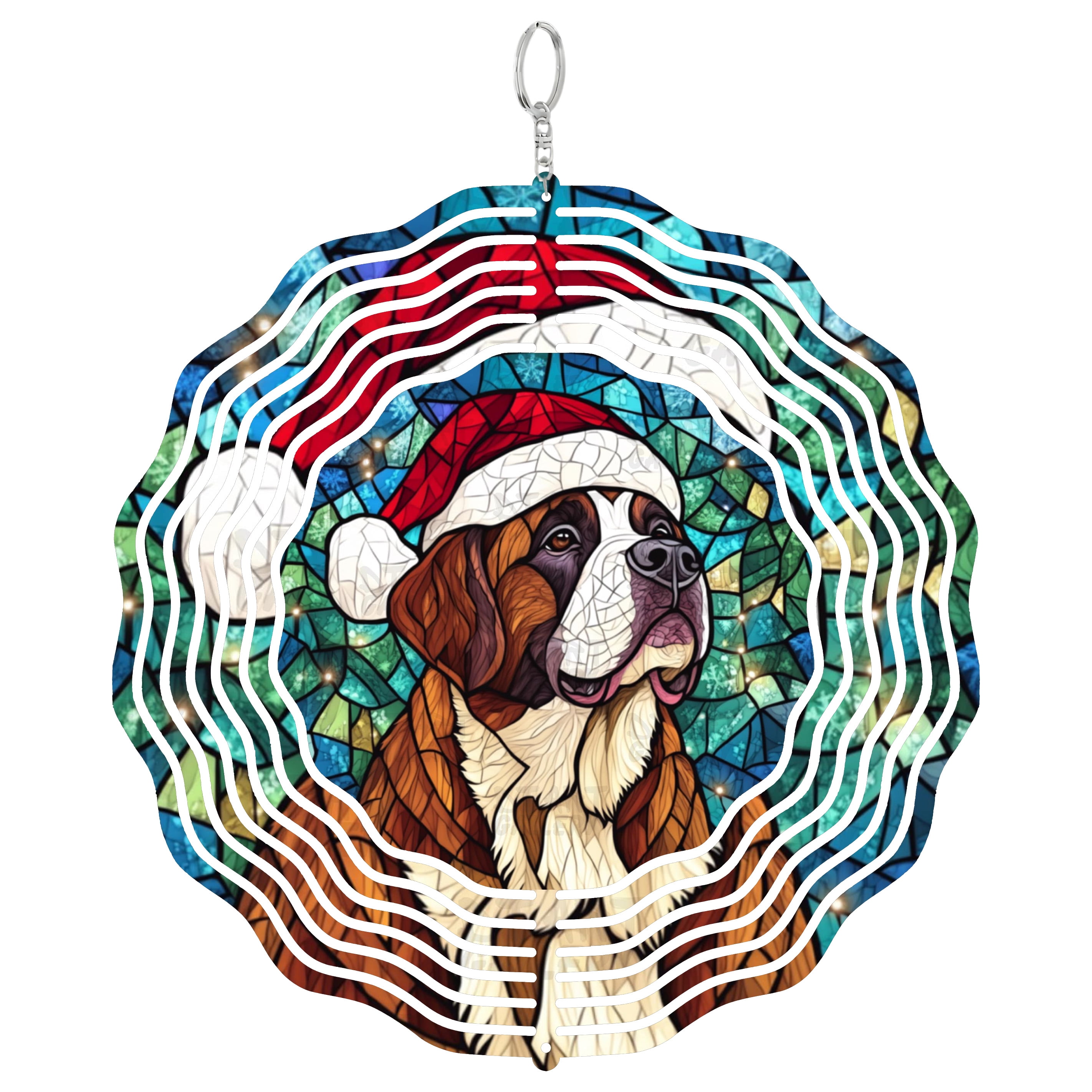 Era Gift St. Bernard Dog Wind Spinner, Christmas Santa 3D Kinetic Art ...