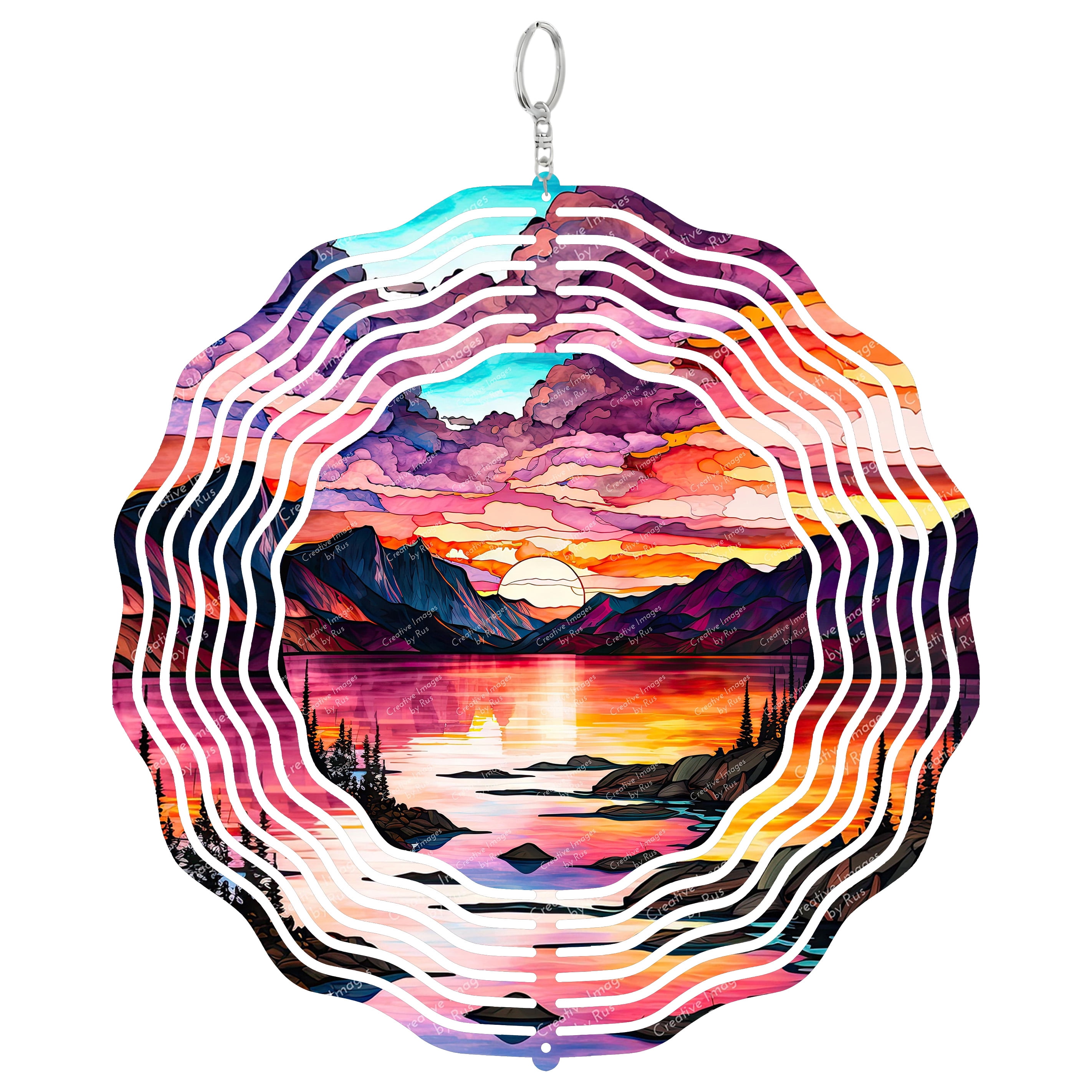 Era Gift Sunset Tree Sun Catcher 3D Wind Spinner, Stainless Steel ...