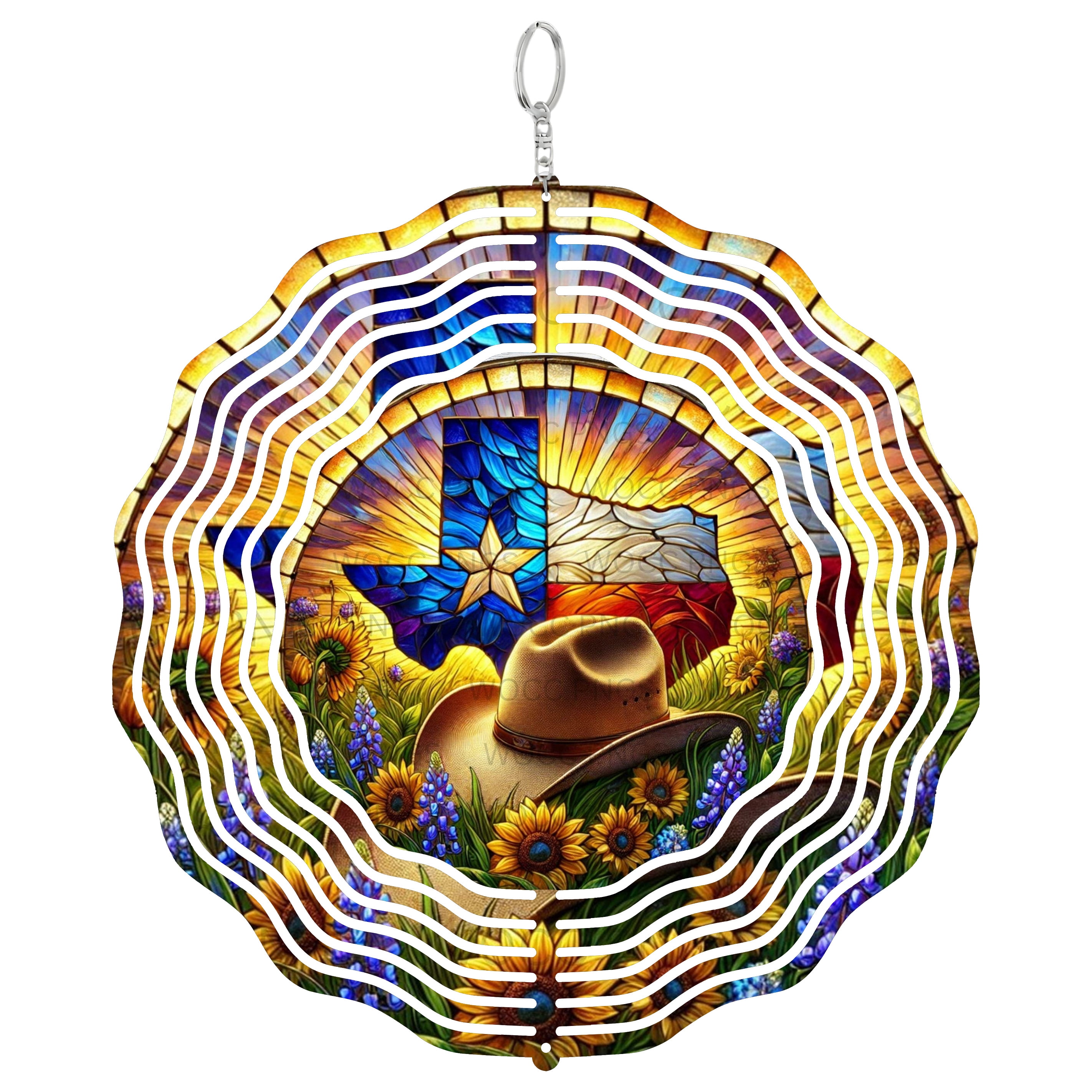 Era Gift Texas Cowboy Hat Sun Catcher 3D Wind Spinner, Stainless Steel ...