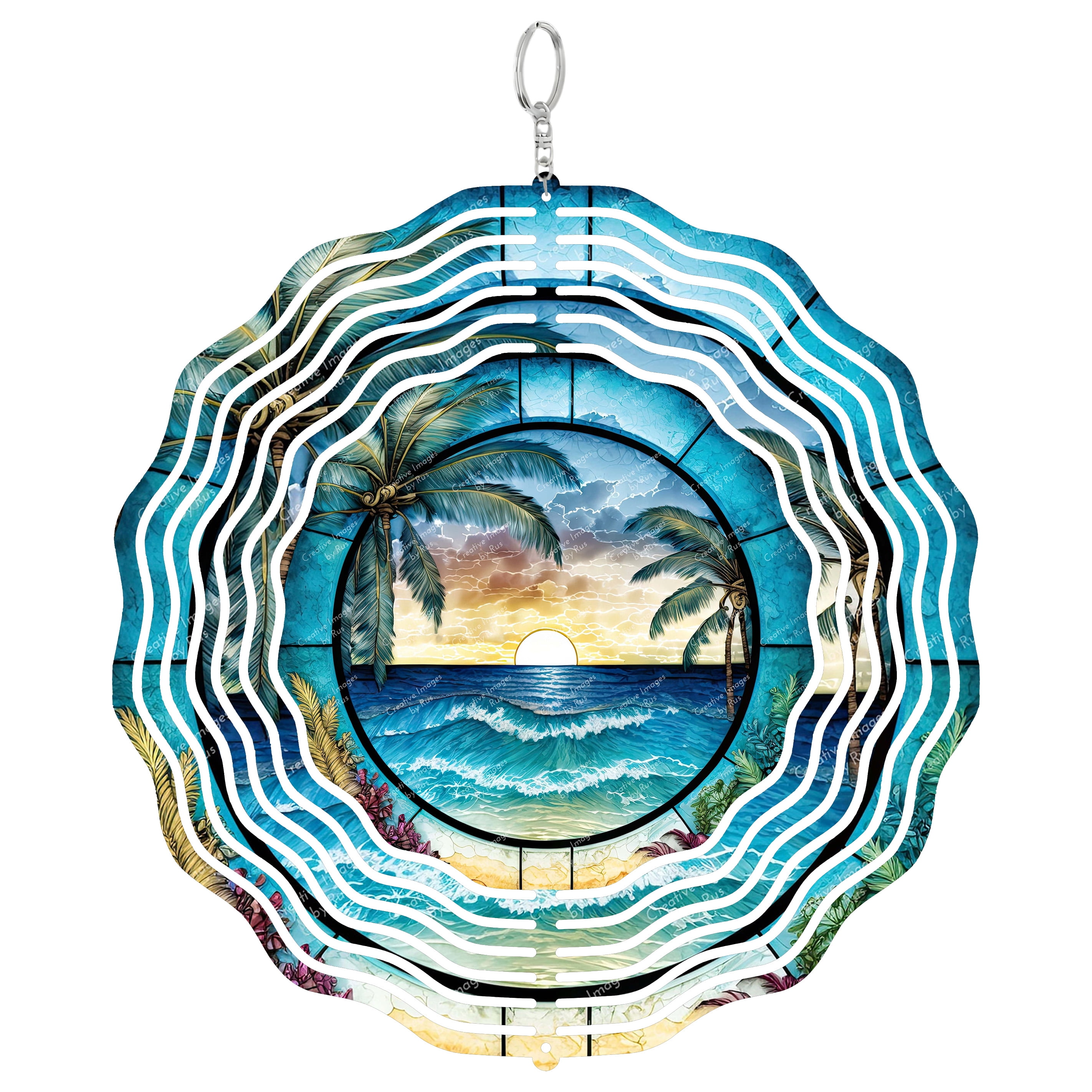 Era Gift Tropical Beach Sun Catcher 3D Wind Spinner, Stainless Steel ...