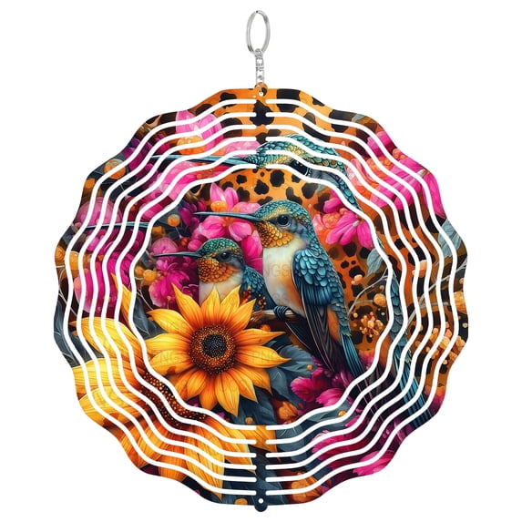 Era Gift Two Hummingbirds Floral Sun Catcher 3D Wind Spinner, Stainless ...