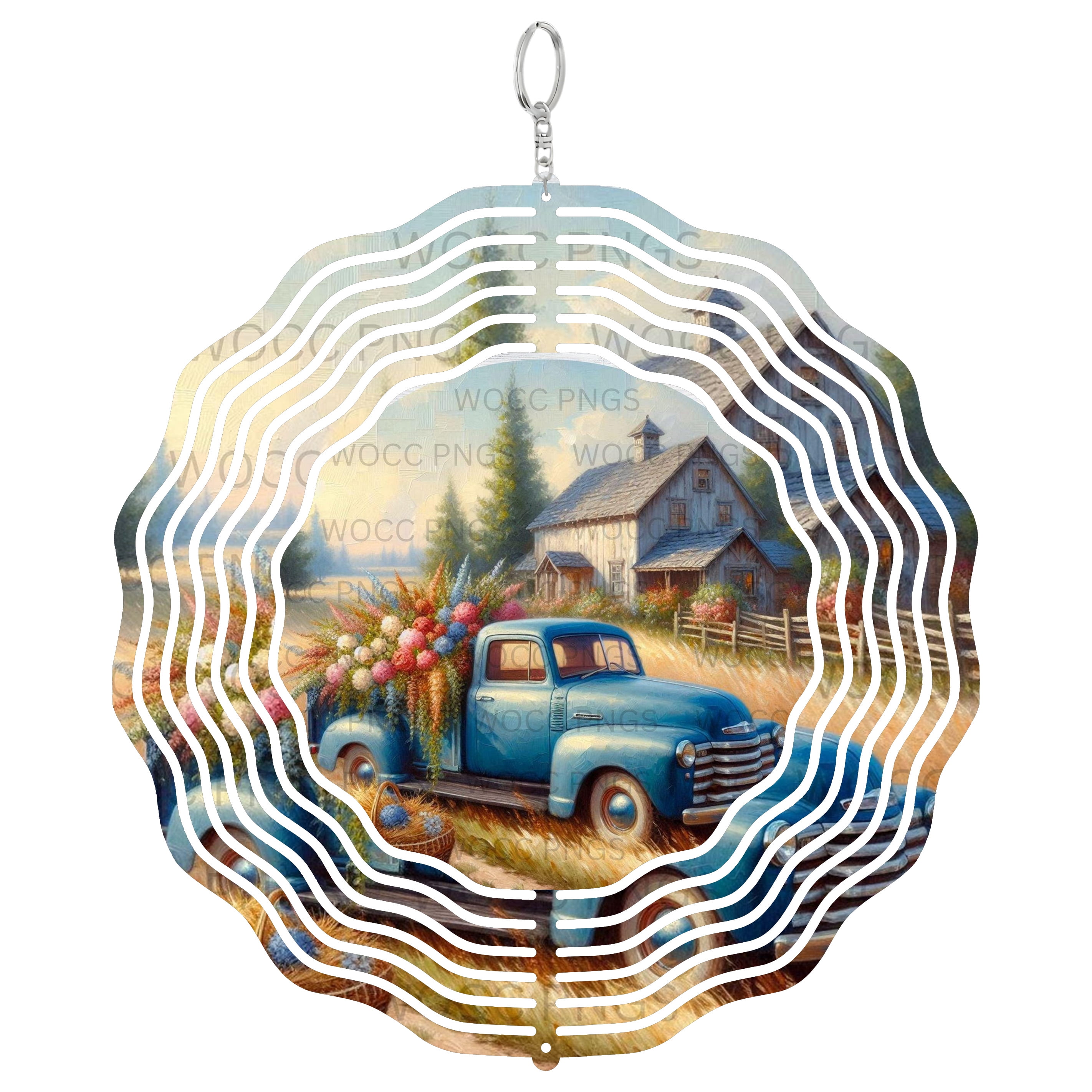 Era Gift Vintage Blue Farm Truck Sun Catcher 3D Wind Spinner, Stainless ...