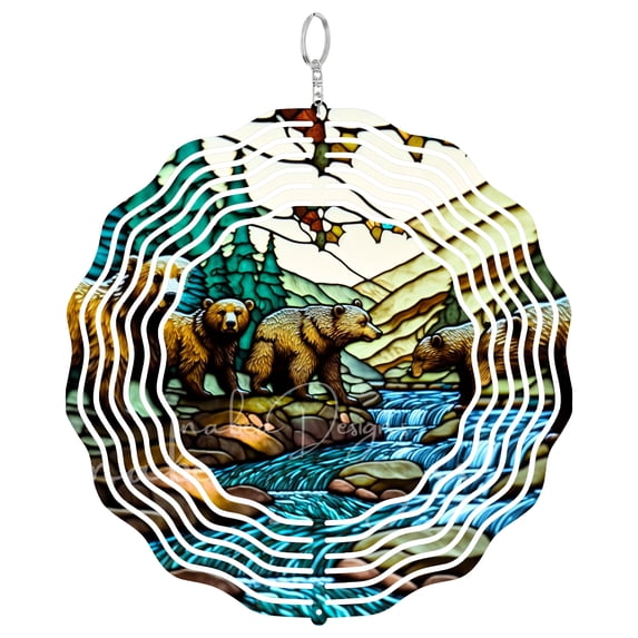 Era Gift Wilderness Bears Sun Catcher 3D Wind Spinner, Stainless Steel ...